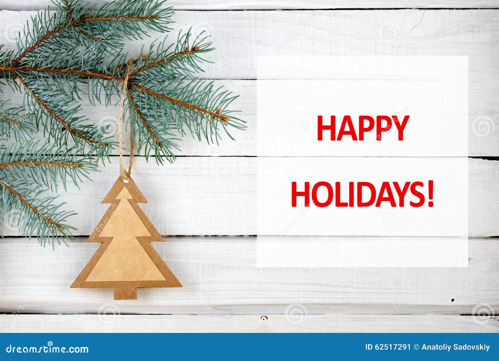 Christmas Tree Branches and Happy Holidays Text Stock Image - Image of ...