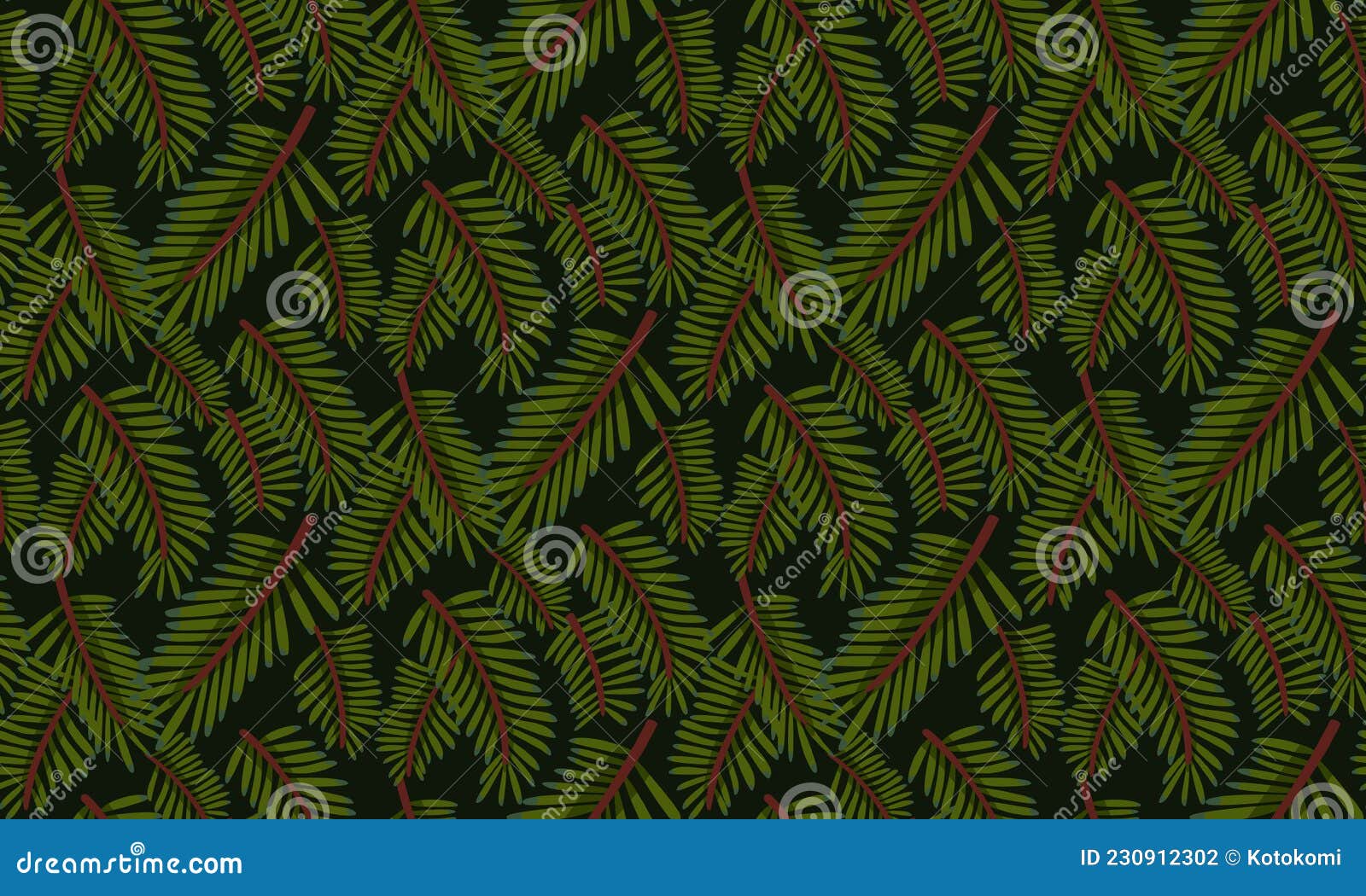 Christmas Tree Branches Pattern, Seamless Texture. Evergreen Conifer ...