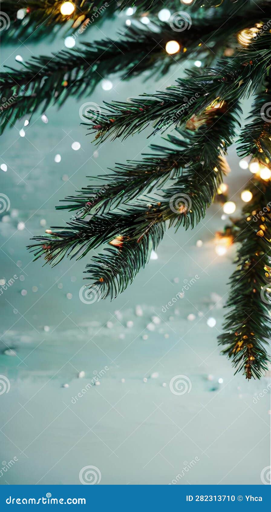 Christmas Tree Branches on Plain Background Illustration Artificial ...