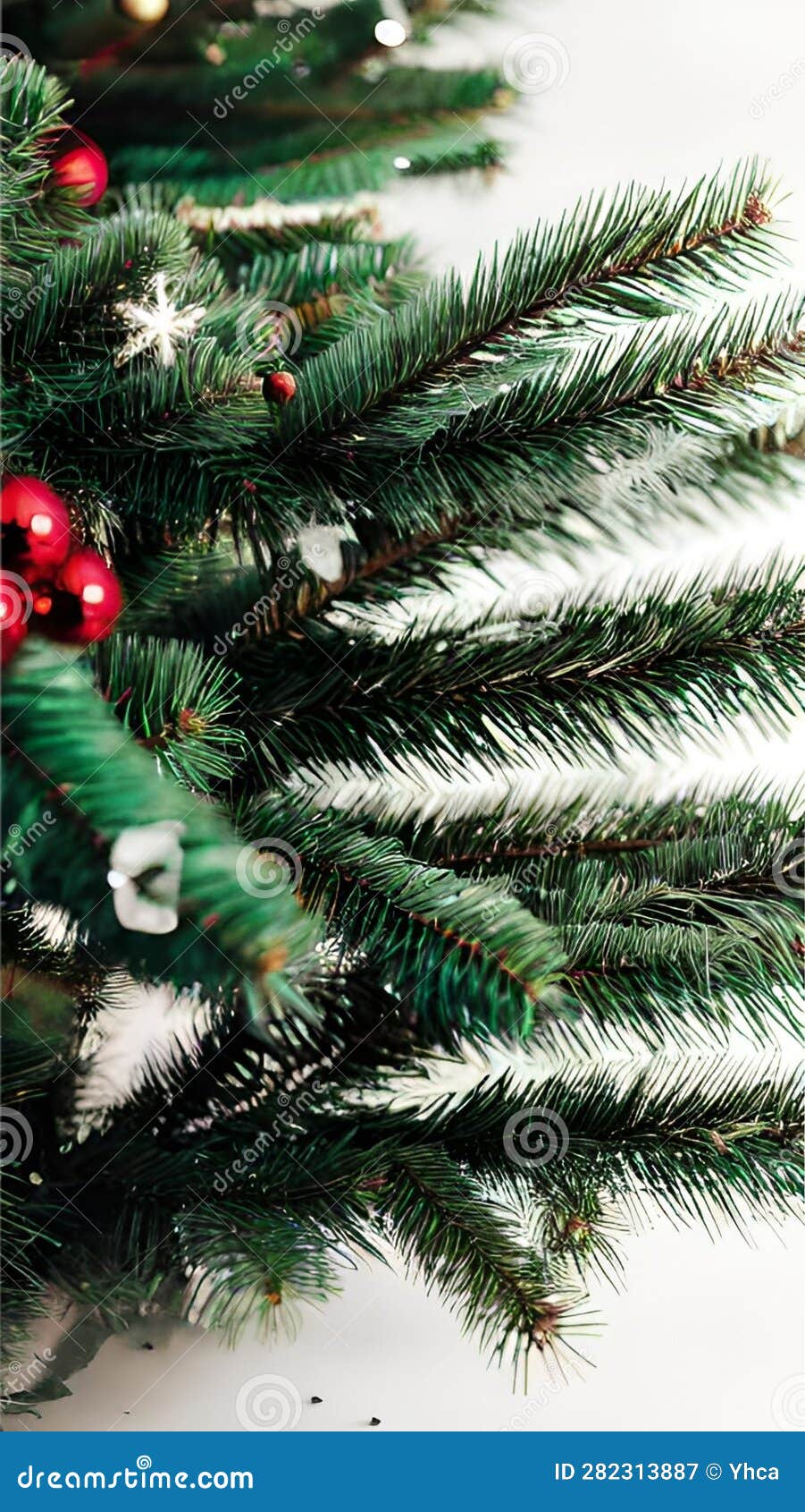 Christmas Tree Branches on Plain Background Illustration Artificial ...
