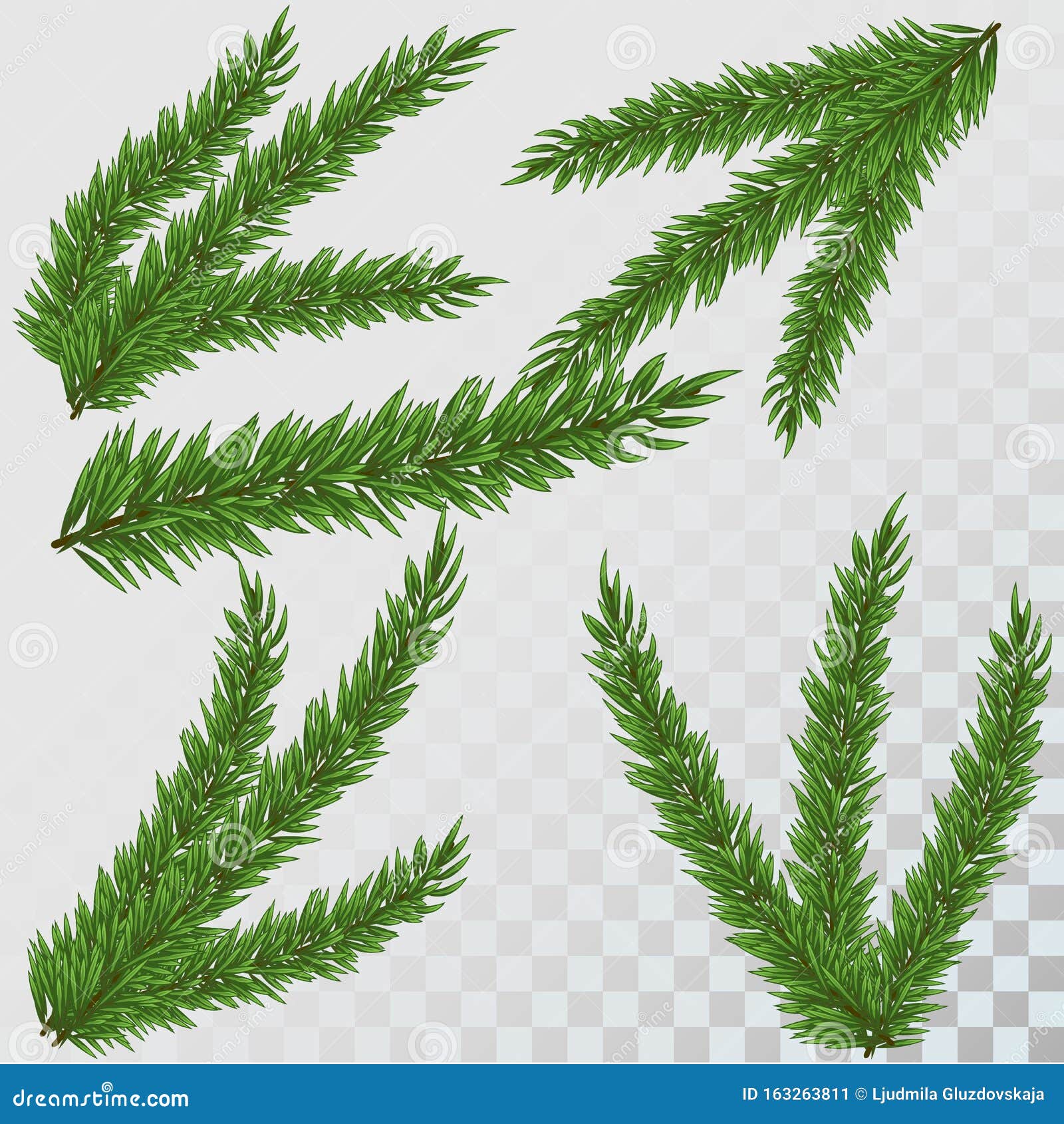 Christmas Tree Branches Set for Decoration. Spruce Branches of ...