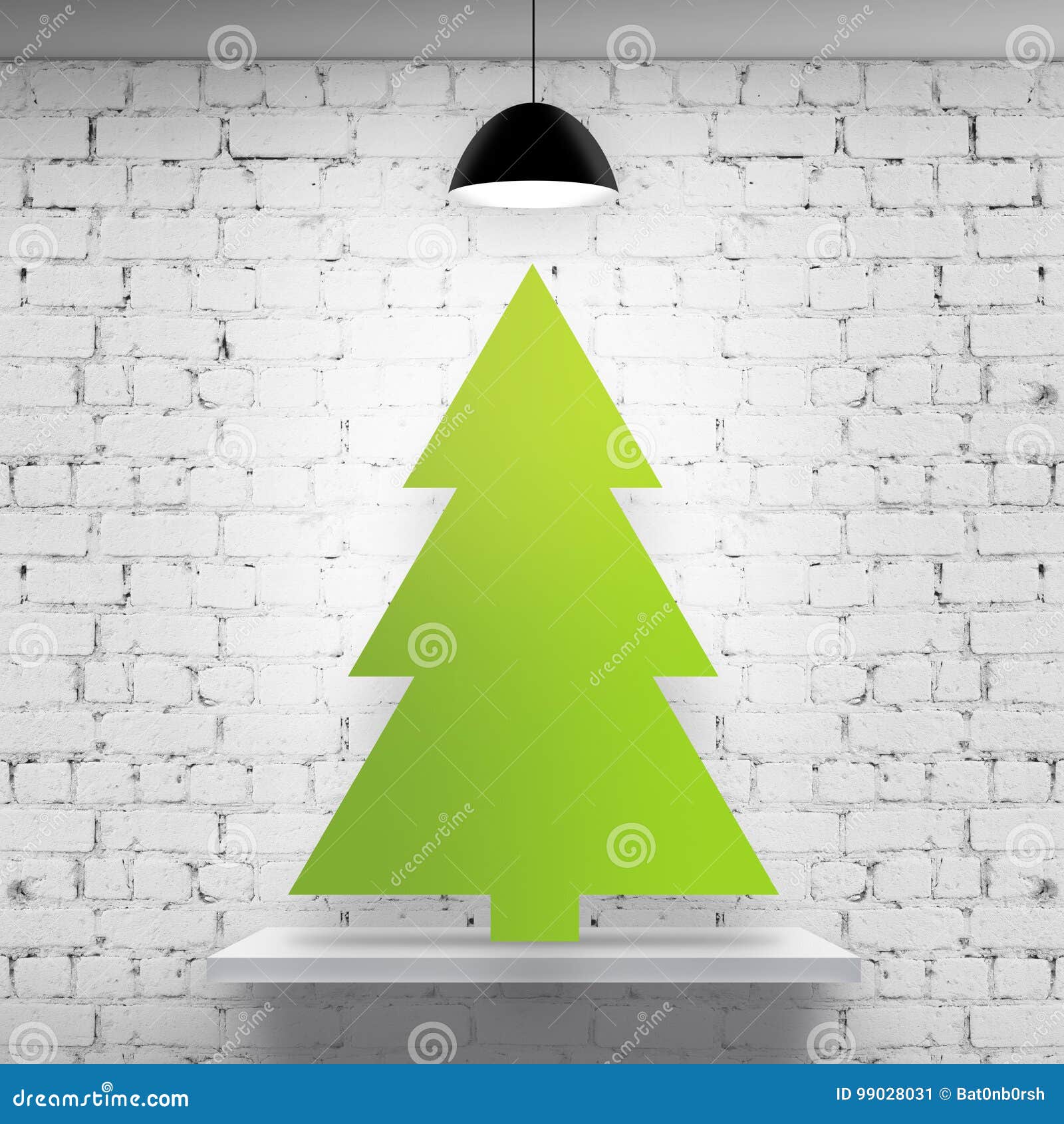 Christmas Tree in Brick Interior Stock Image - Image of horizontal ...