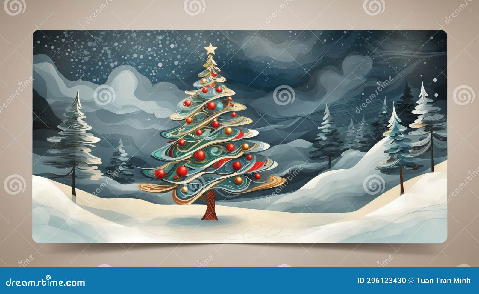 Christmas Tree Card Background Stock Illustration - Illustration of ...