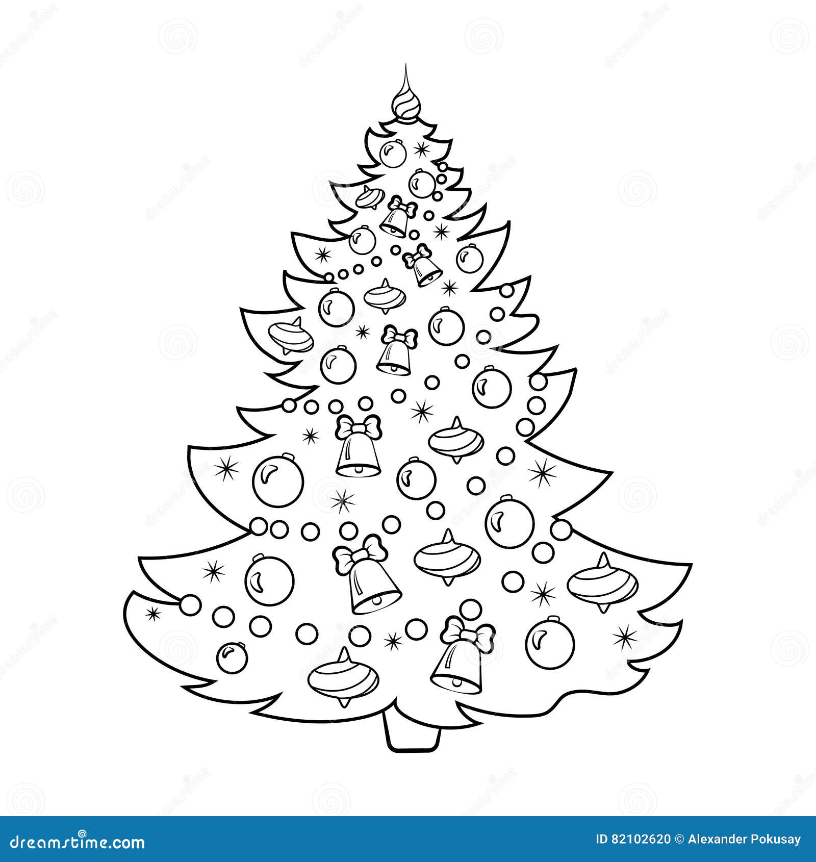 Christmas Tree Cartoon Coloring Book Vector Stock Vector - Illustration ...
