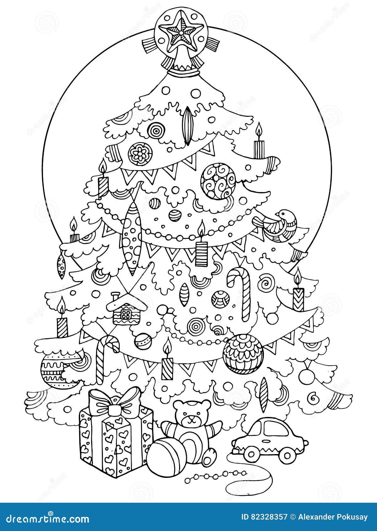 Christmas Tree Cartoon Coloring Book Vector Stock Vector - Illustration ...