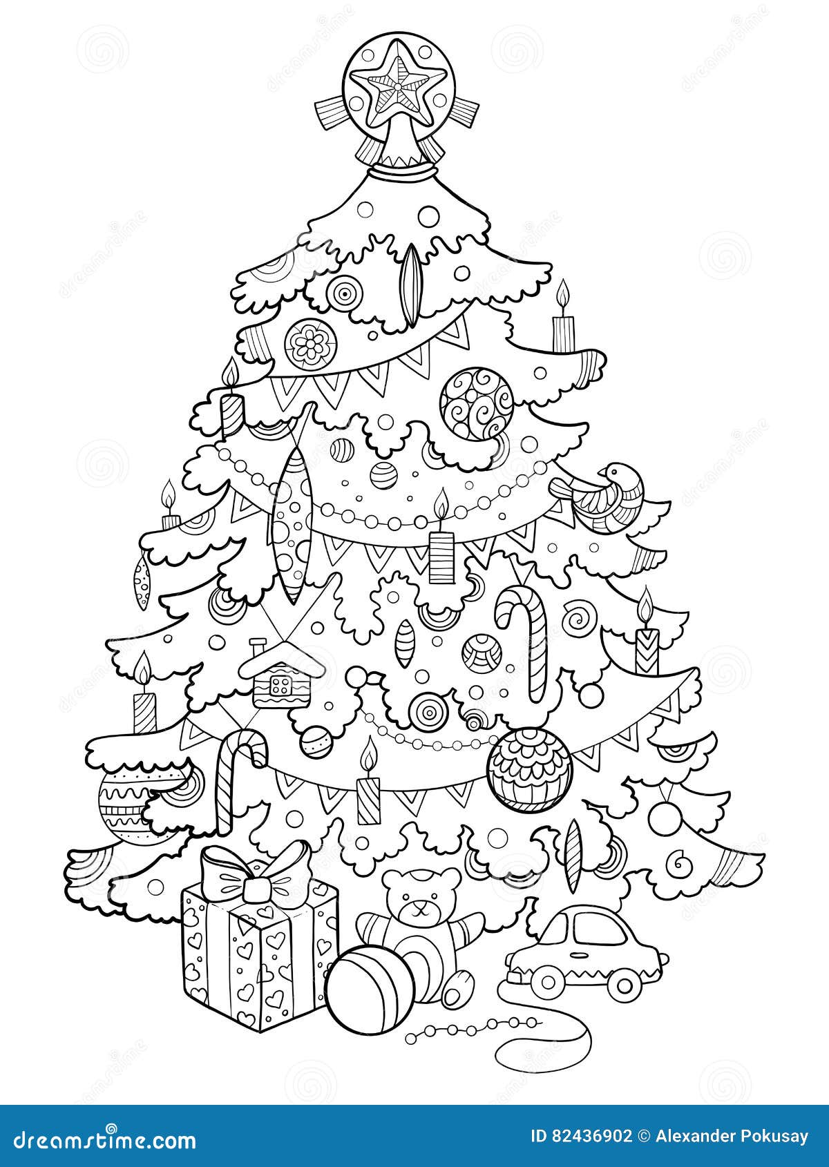 Christmas Tree Cartoon Coloring Book Vector Stock Vector - Illustration ...