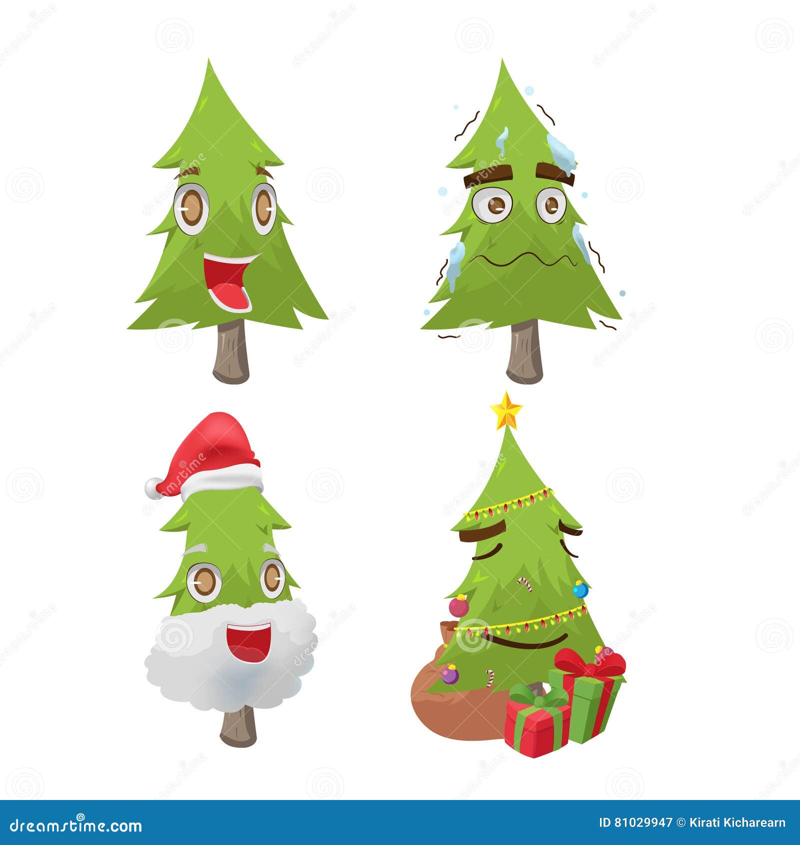 Christmas Tree Cartoon Fun Character Vector Stock Vector - Illustration ...