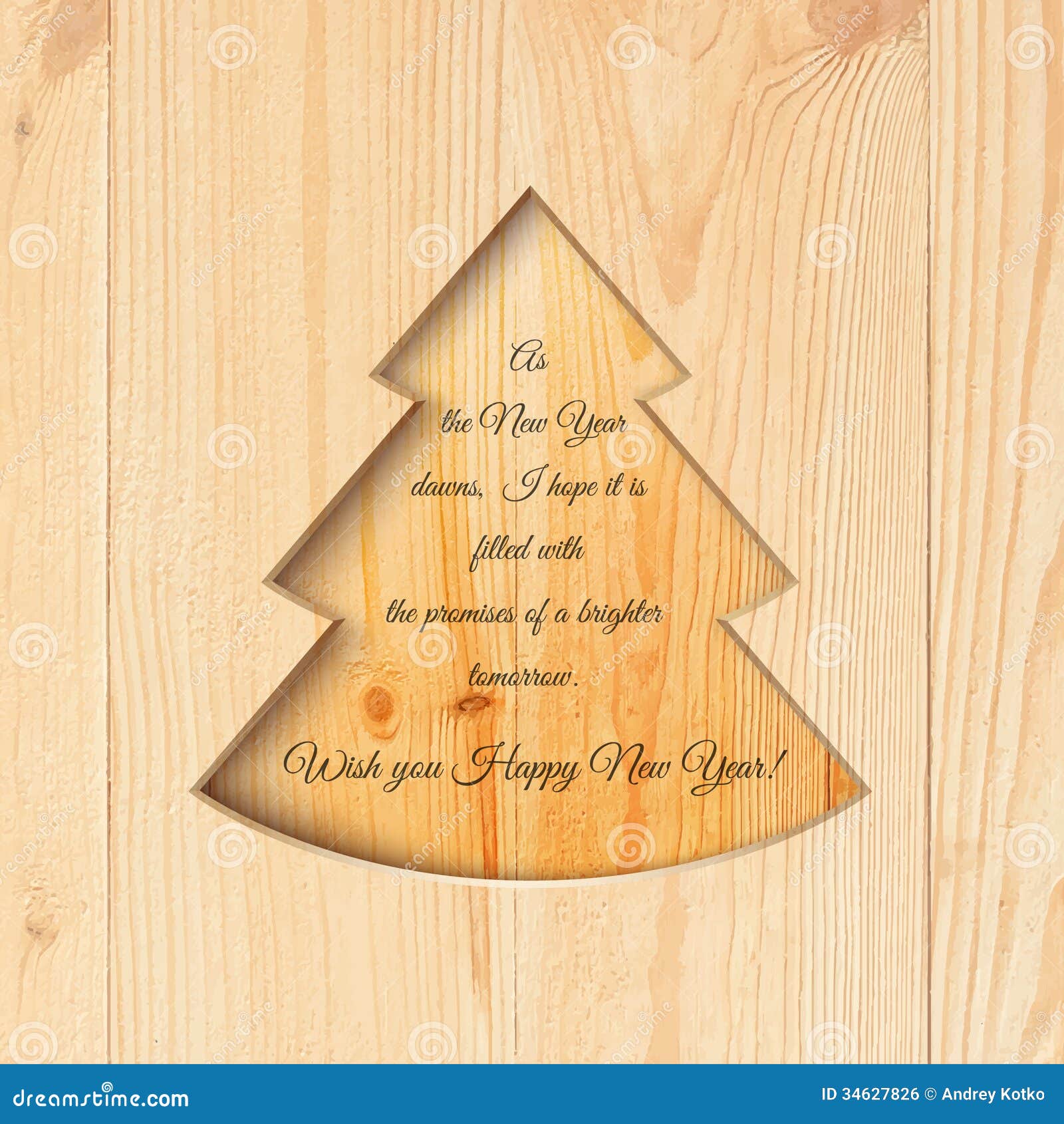 Christmas Tree Carved from Wood Stock Vector - Illustration of card ...