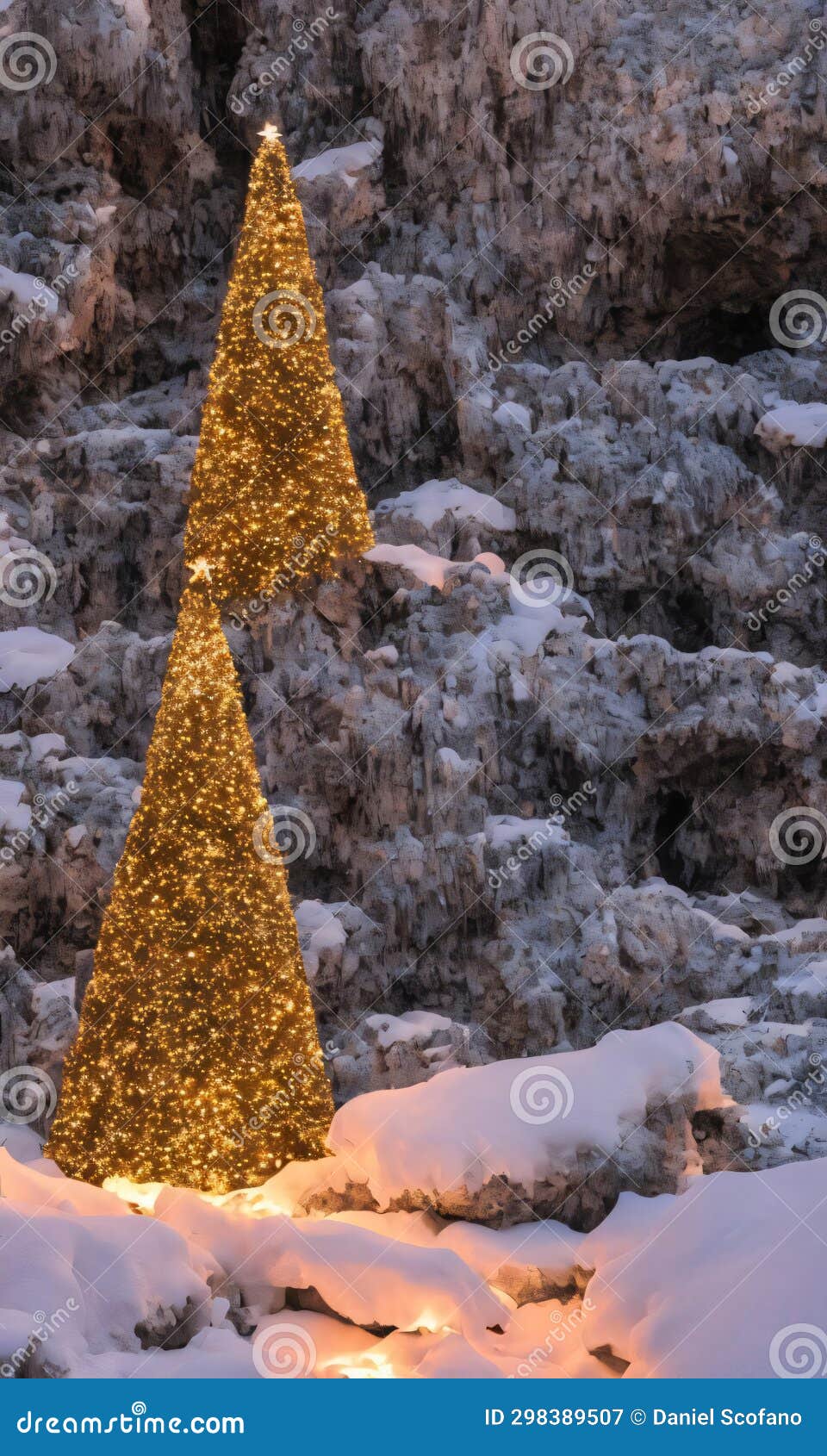 A Christmas Tree in a Cave, Illuminated by the Glow of Crystals ...