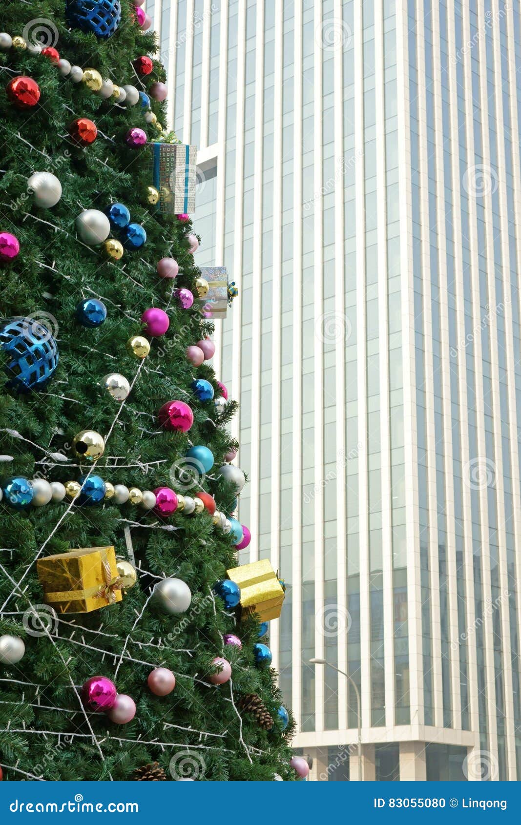 Christmas tree in CBD stock photo. Image of green, center - 83055080