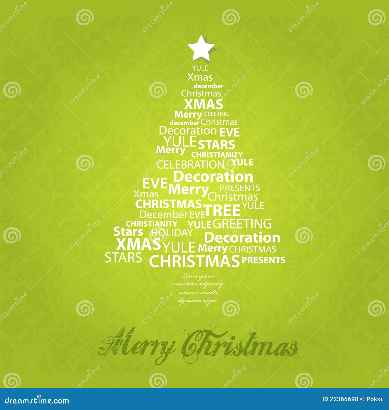 Christmas Tree of Christmas Words. Stock Vector - Illustration of ...
