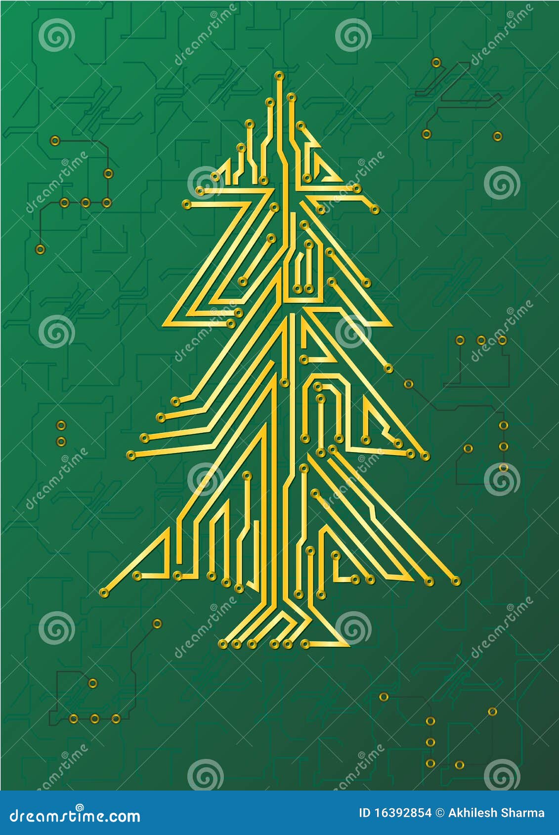 Christmas Tree Circuit stock vector. Illustration of geometric - 16392854