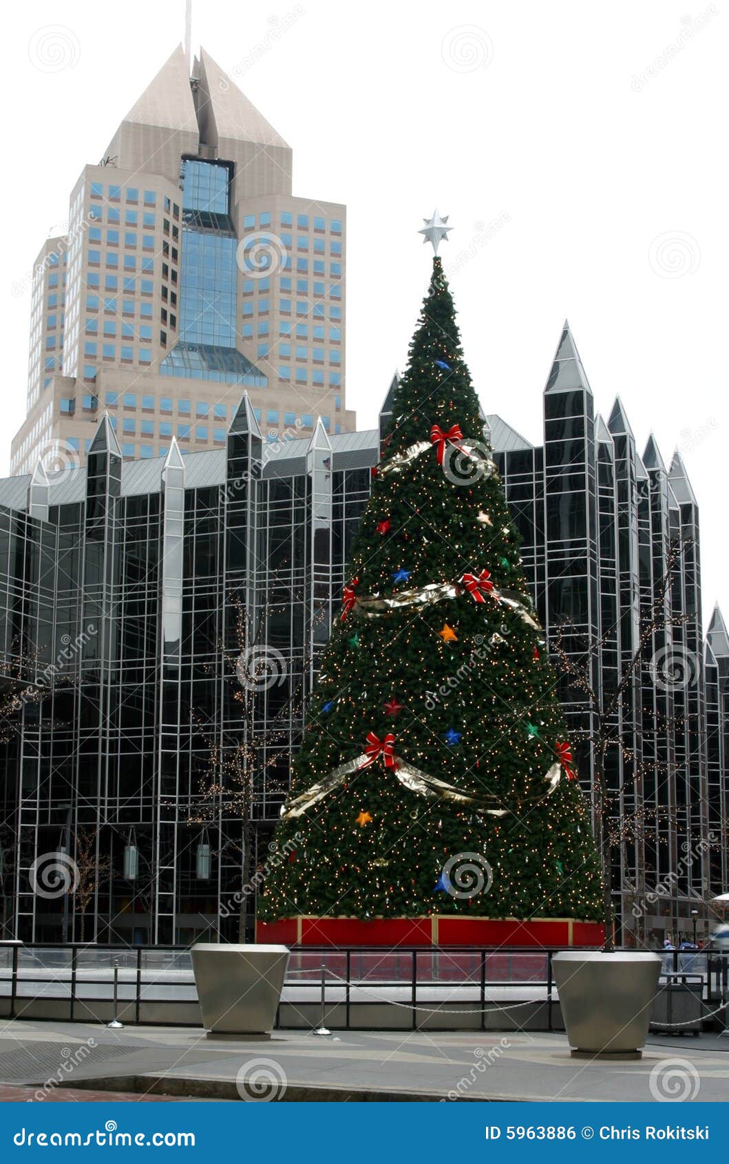 Christmas tree in city stock photo. Image of ornaments - 5963886