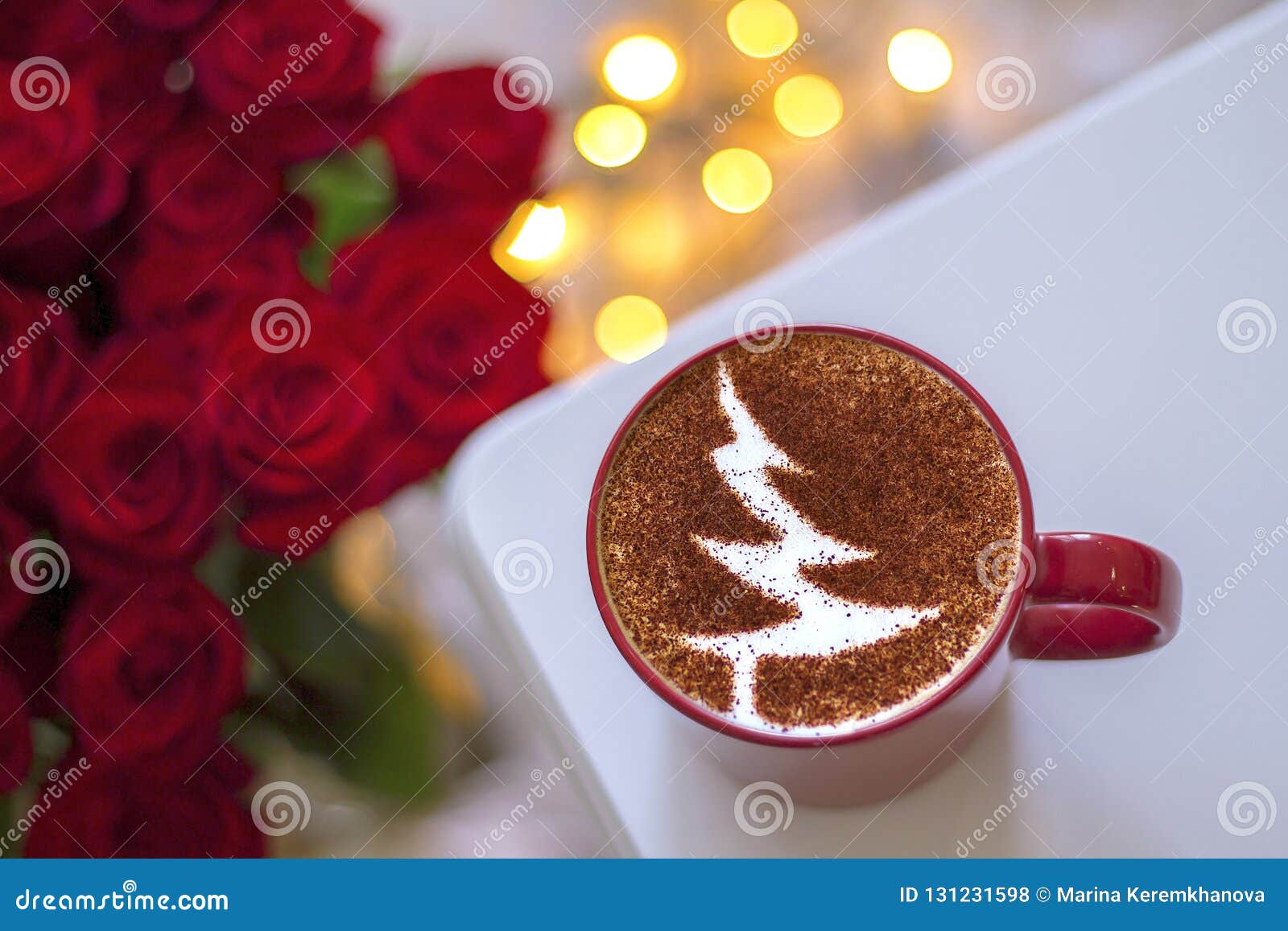 Christmas Tree on Coffee Cup Stock Photo - Image of greeting, celebrate ...