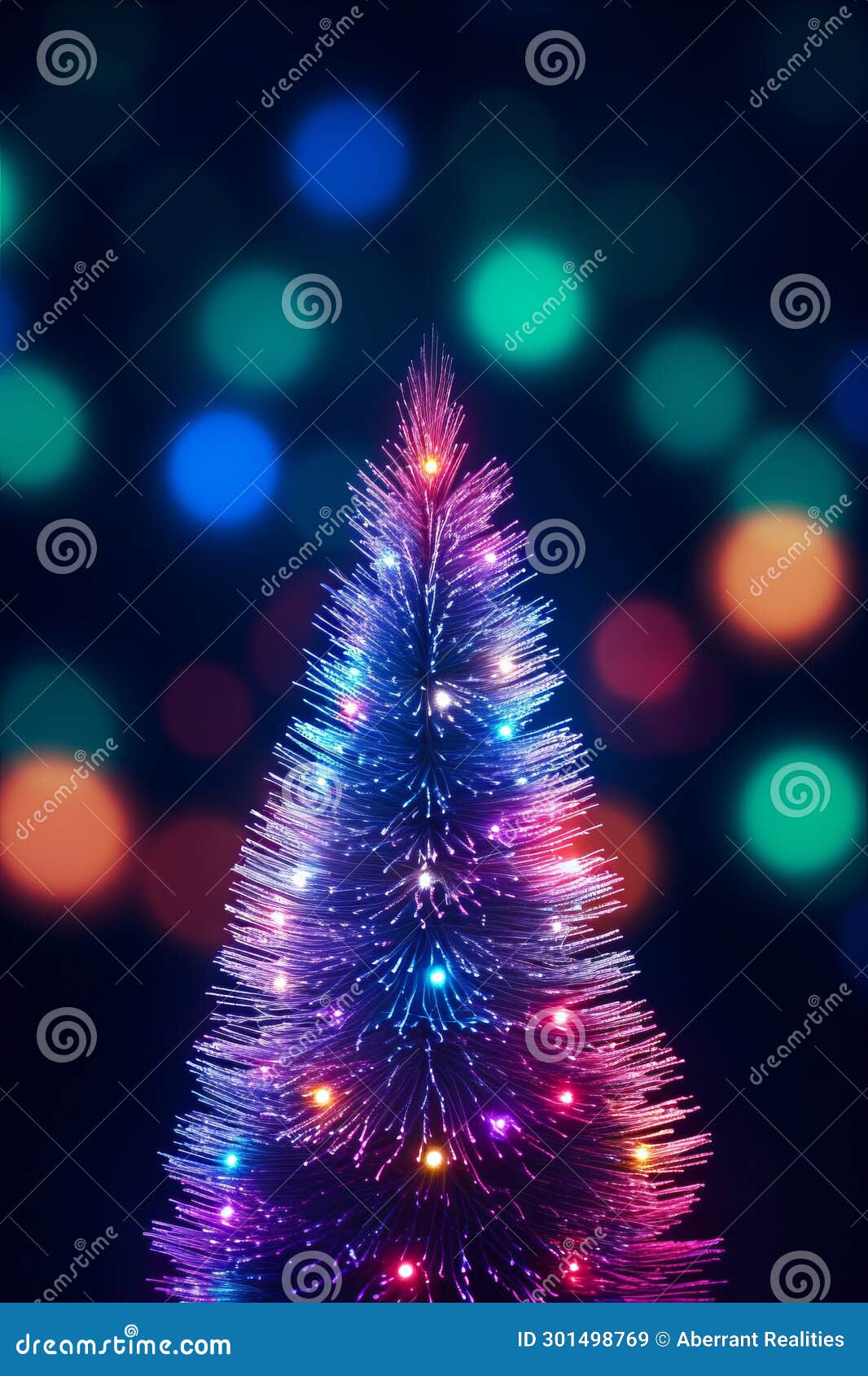 Christmas Tree with Colorful Lights on a Dark Background Stock ...