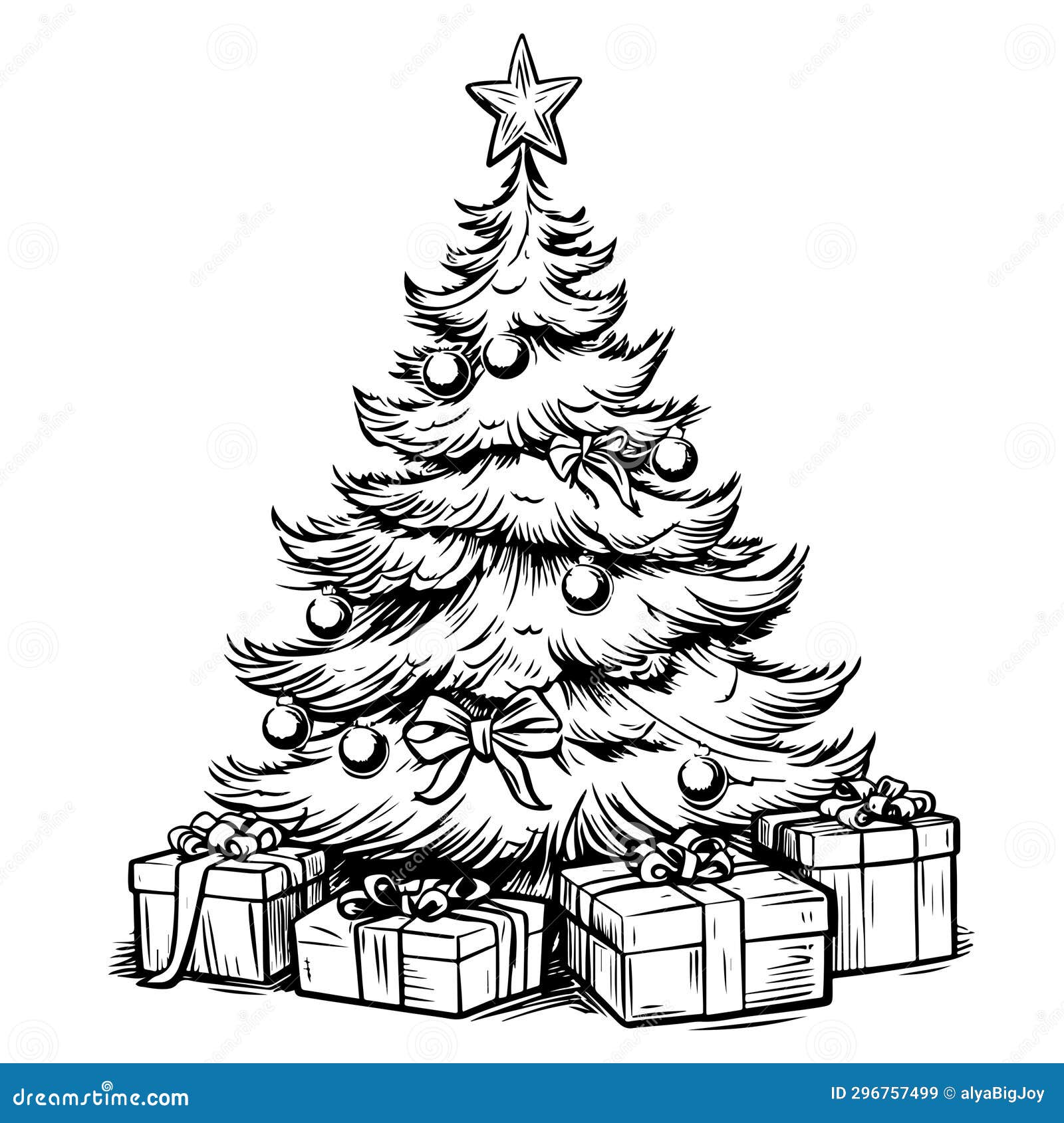 Christmas Tree in Comic Style, Hand-drawn Sketch. Symbol of Christmas ...