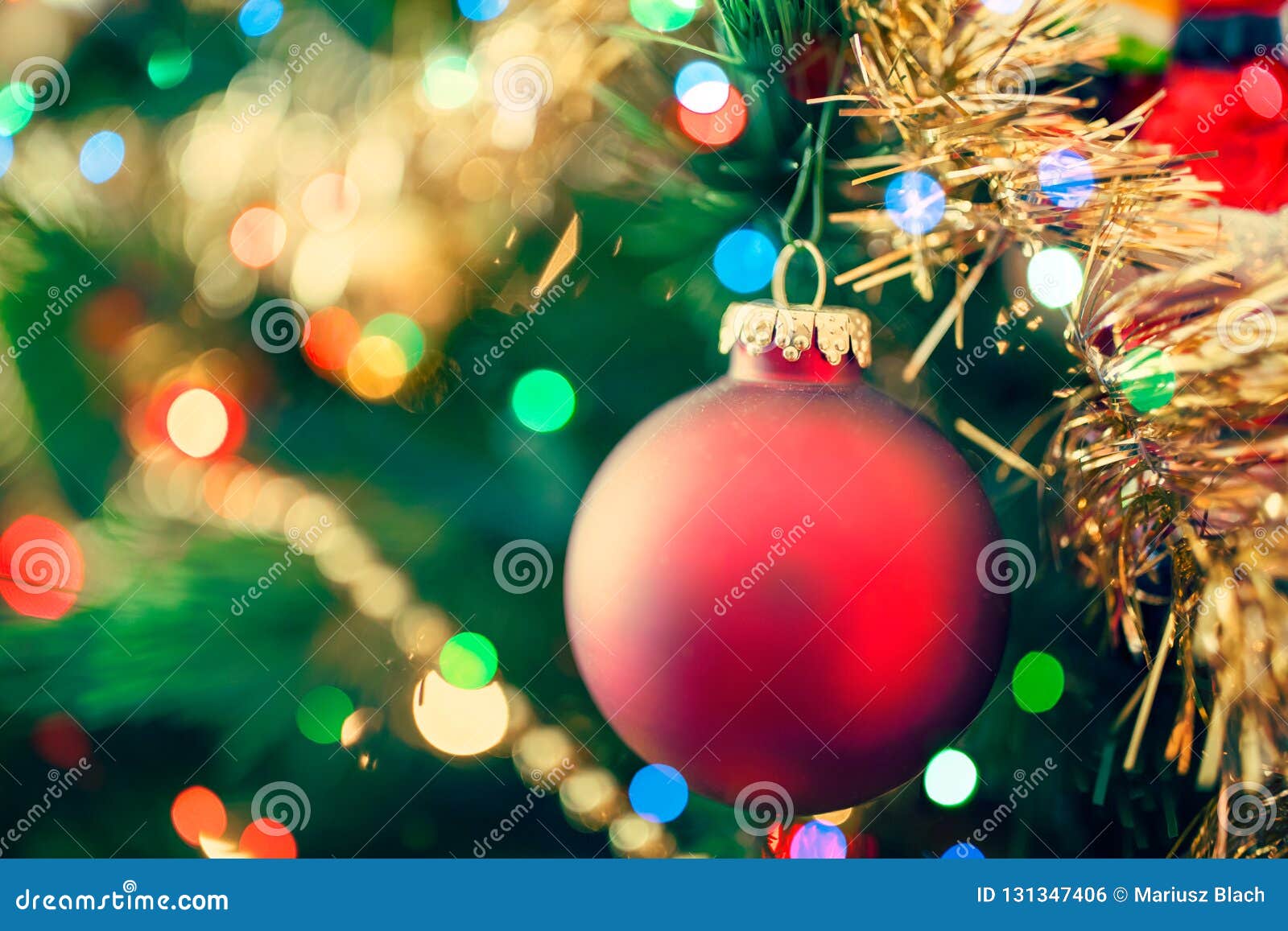 Decorated Christmas Tree Close-up Stock Photo - Image of festive ...
