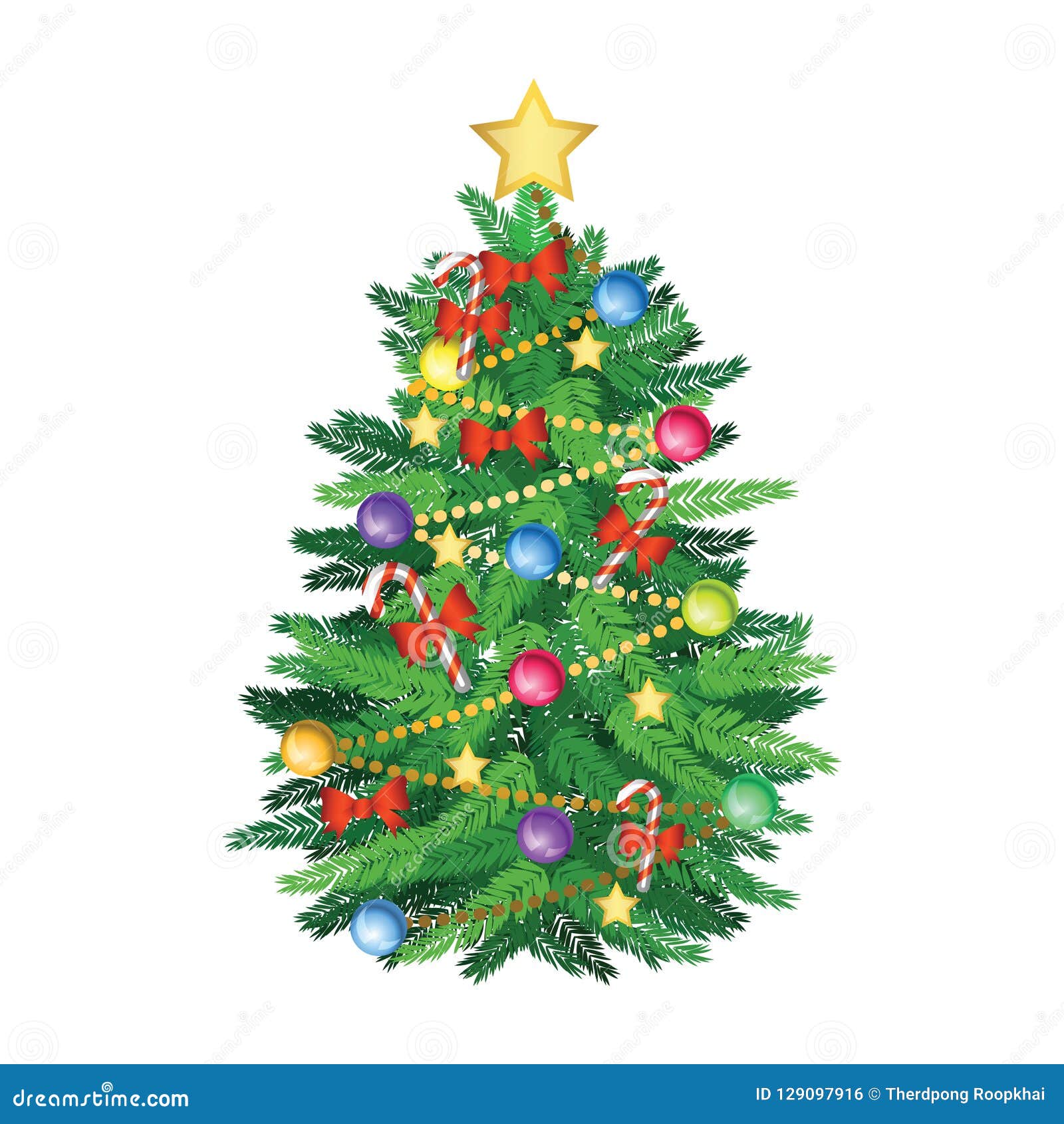 Christmas Tree and Decoration Cartoon Version Stock Vector ...