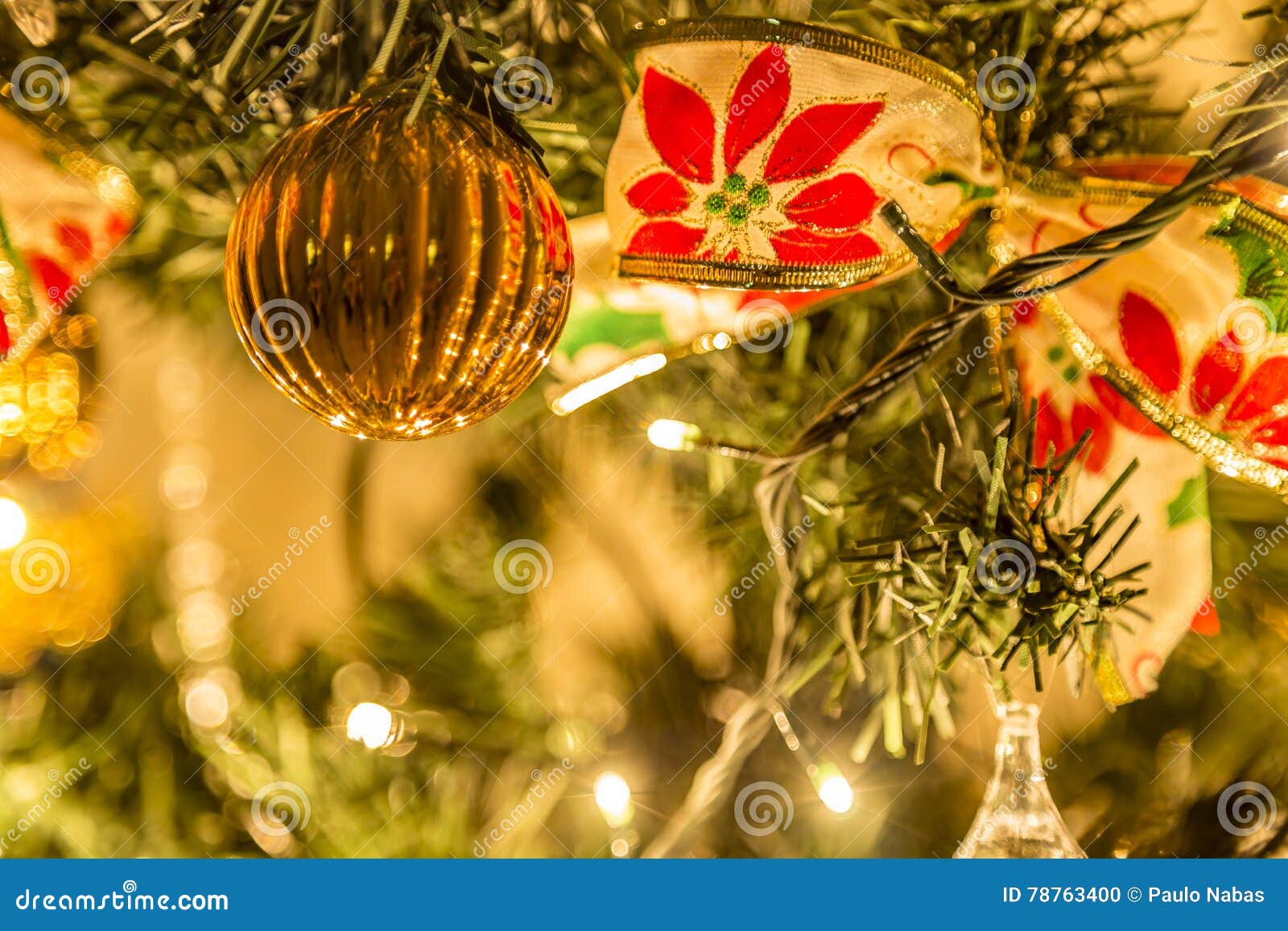 Christmas Tree Decoration Close Up Stock Photo - Image of green ...