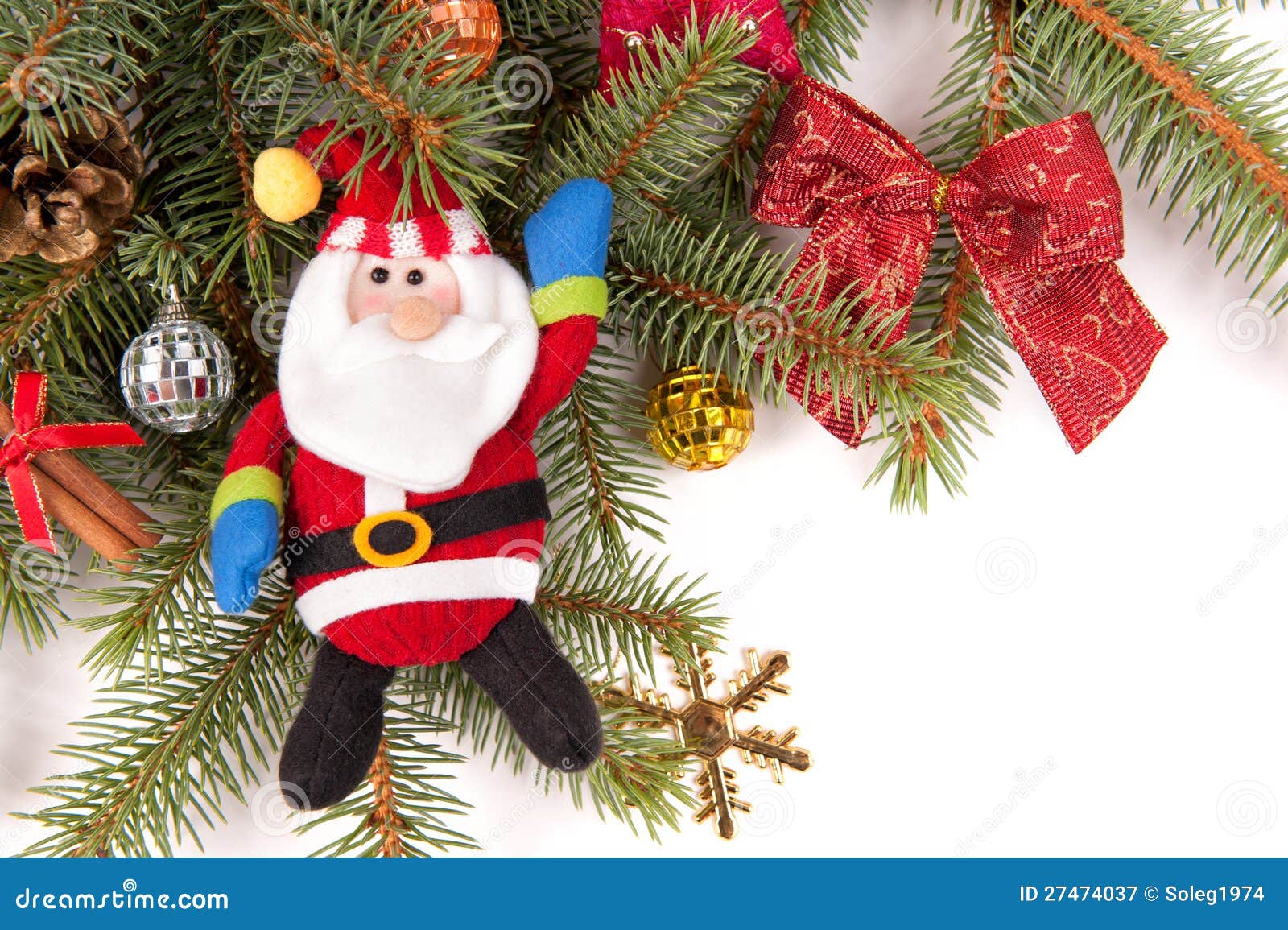 Christmas Tree Decoration with Santa Claus Stock Image - Image of green ...