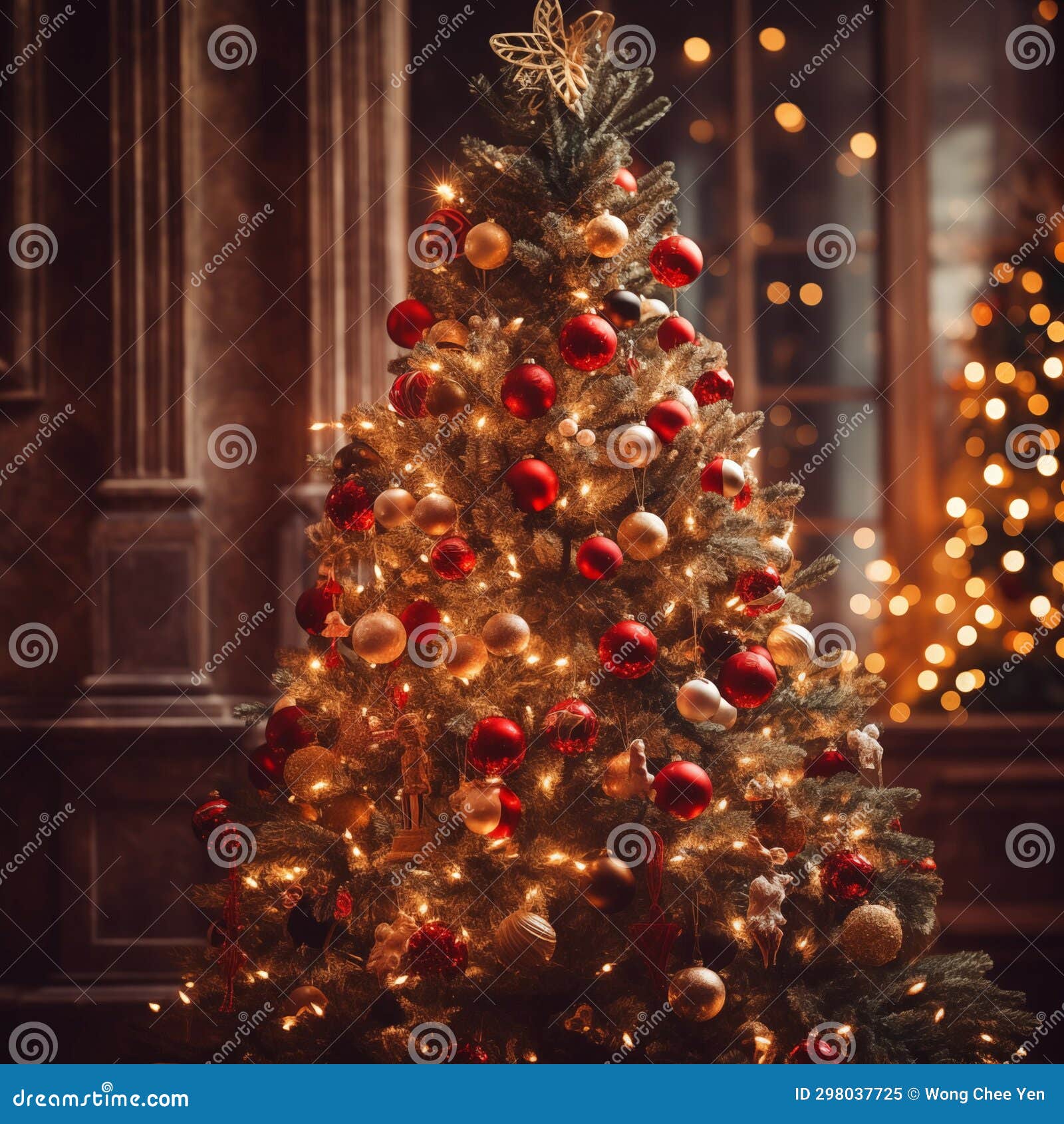 Christmas Tree Decorations Blurred Lights Background Stock Image ...
