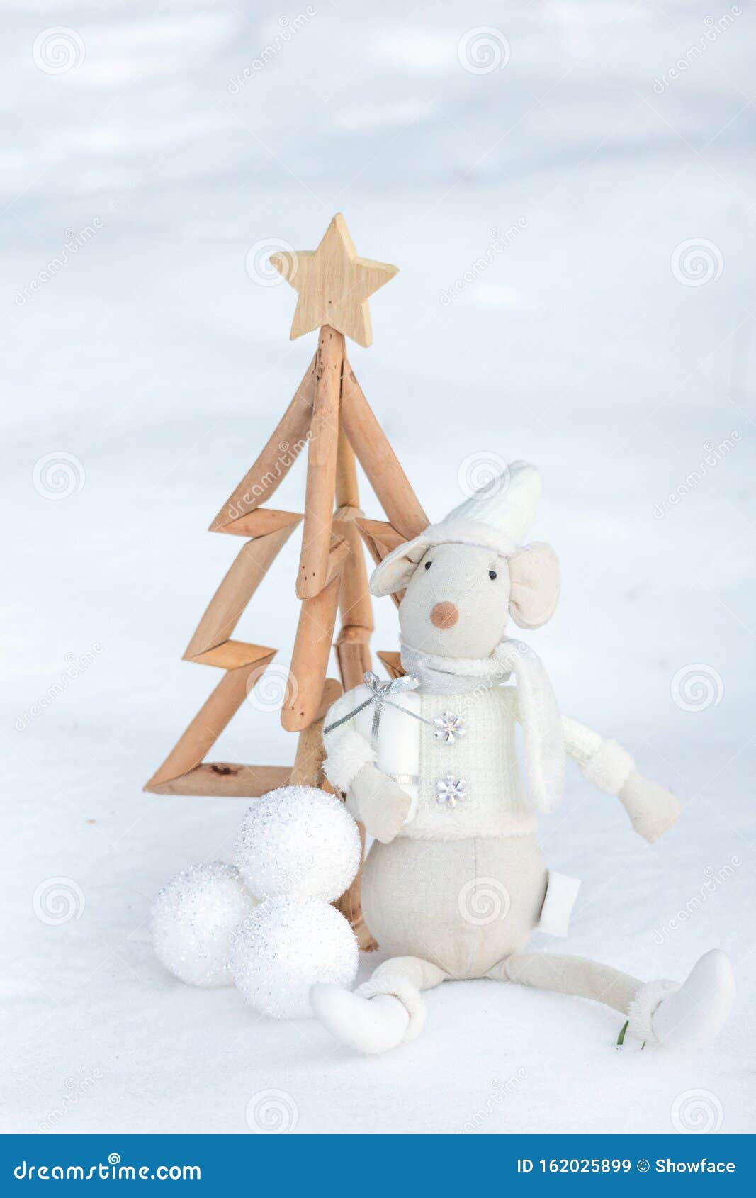 Christmas Tree and Decorations in the Snow Stock Image - Image of ...
