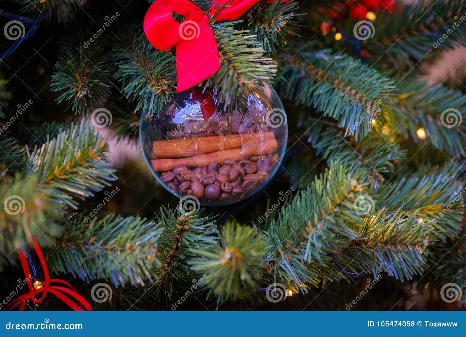 Christmas Tree Decorations Macro Stock Photo - Image of decoration ...