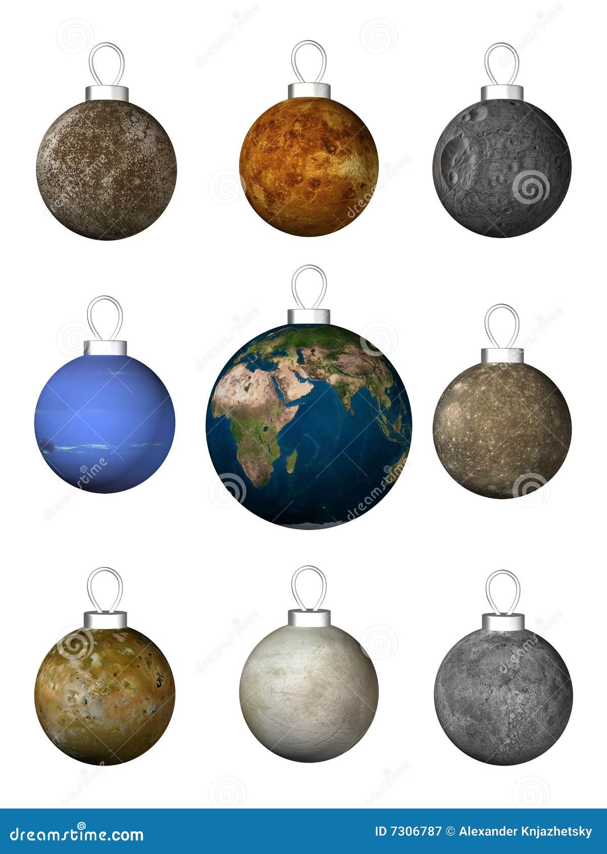 Christmas-tree Decorations_planets Stock Illustration - Illustration of ...