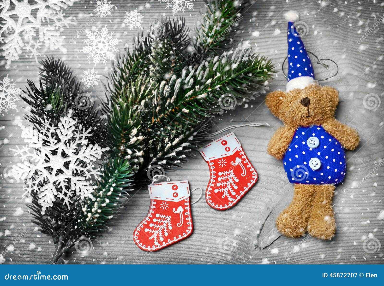 Christmas Tree Decorations with Snow Stock Image - Image of pattern ...