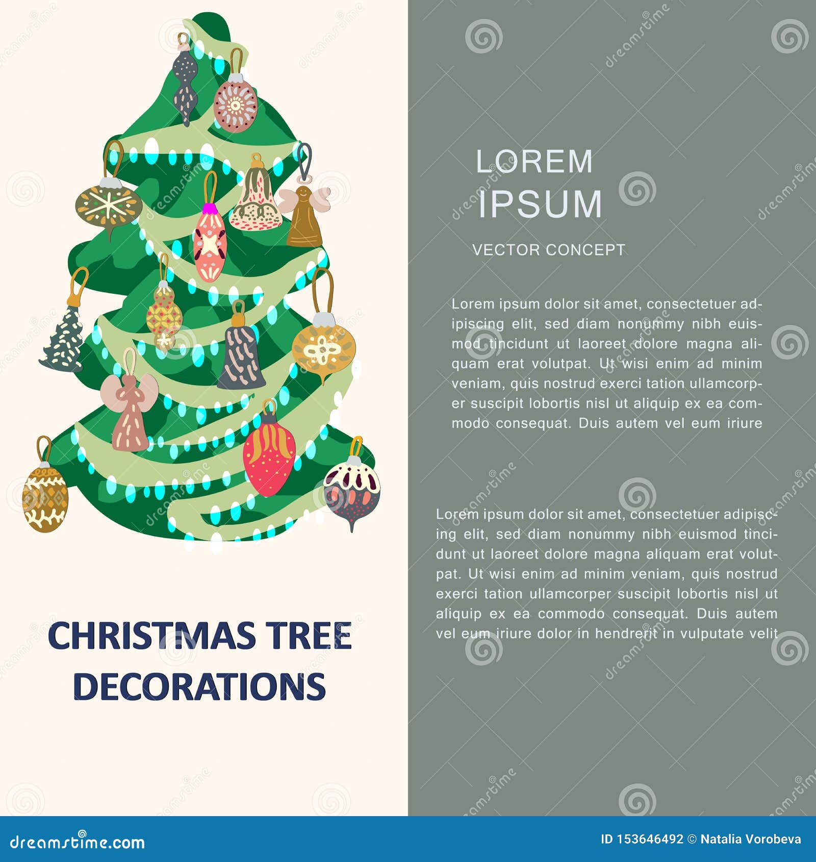 Christmas Tree Decorations with Space for Text Stock Illustration ...
