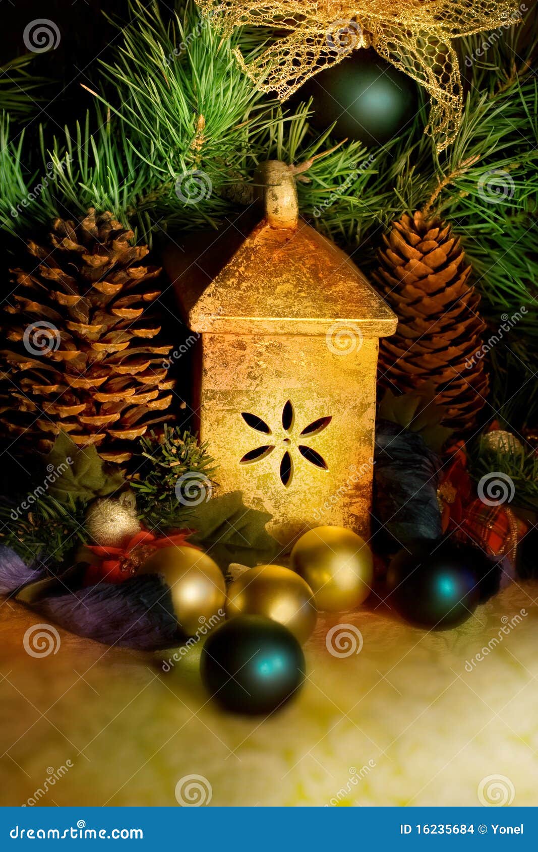 Christmas Tree Decorations, Still Life. Stock Photo - Image of golden ...