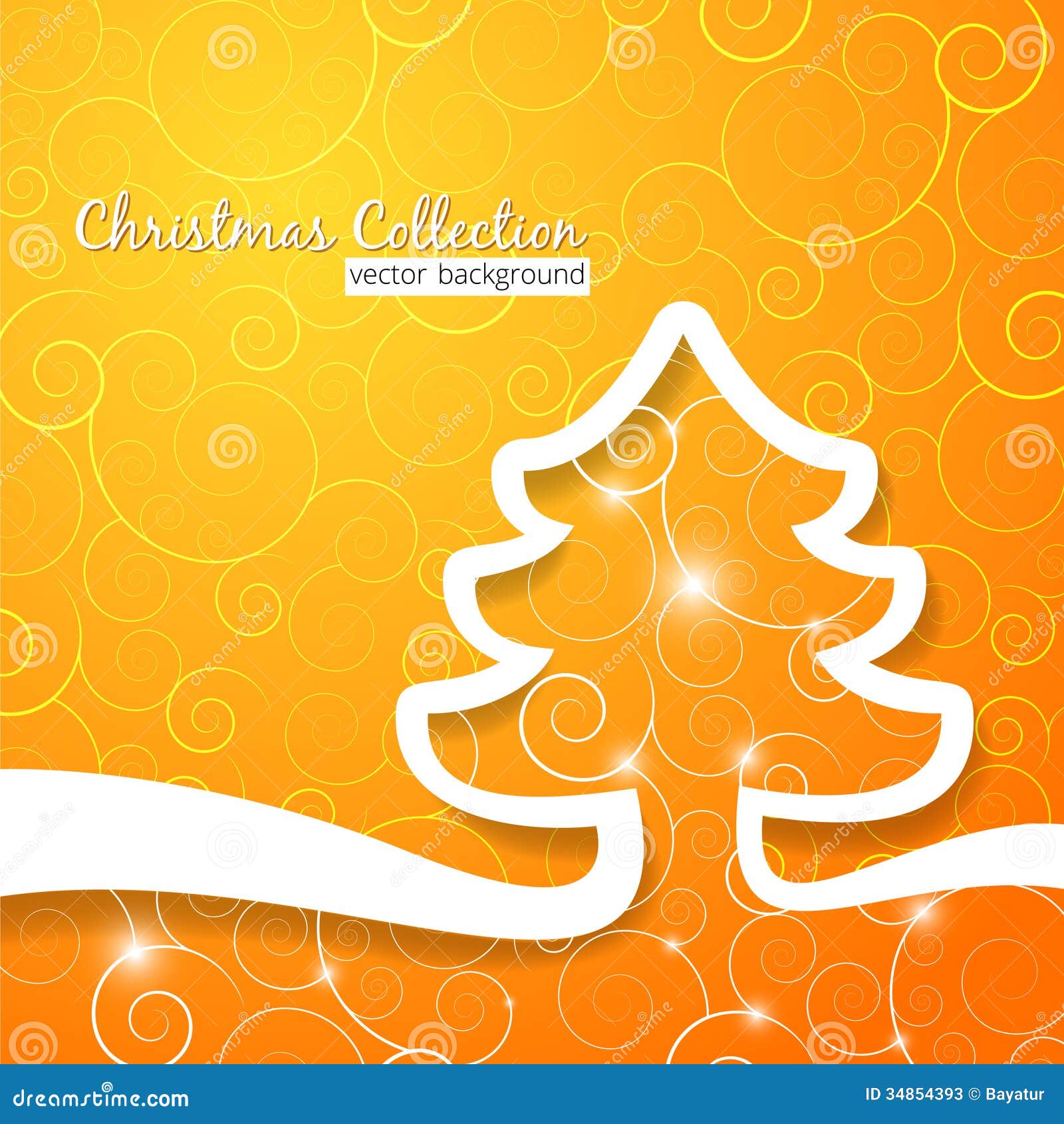 Christmas Tree on Decorative Sunny Background Stock Vector ...