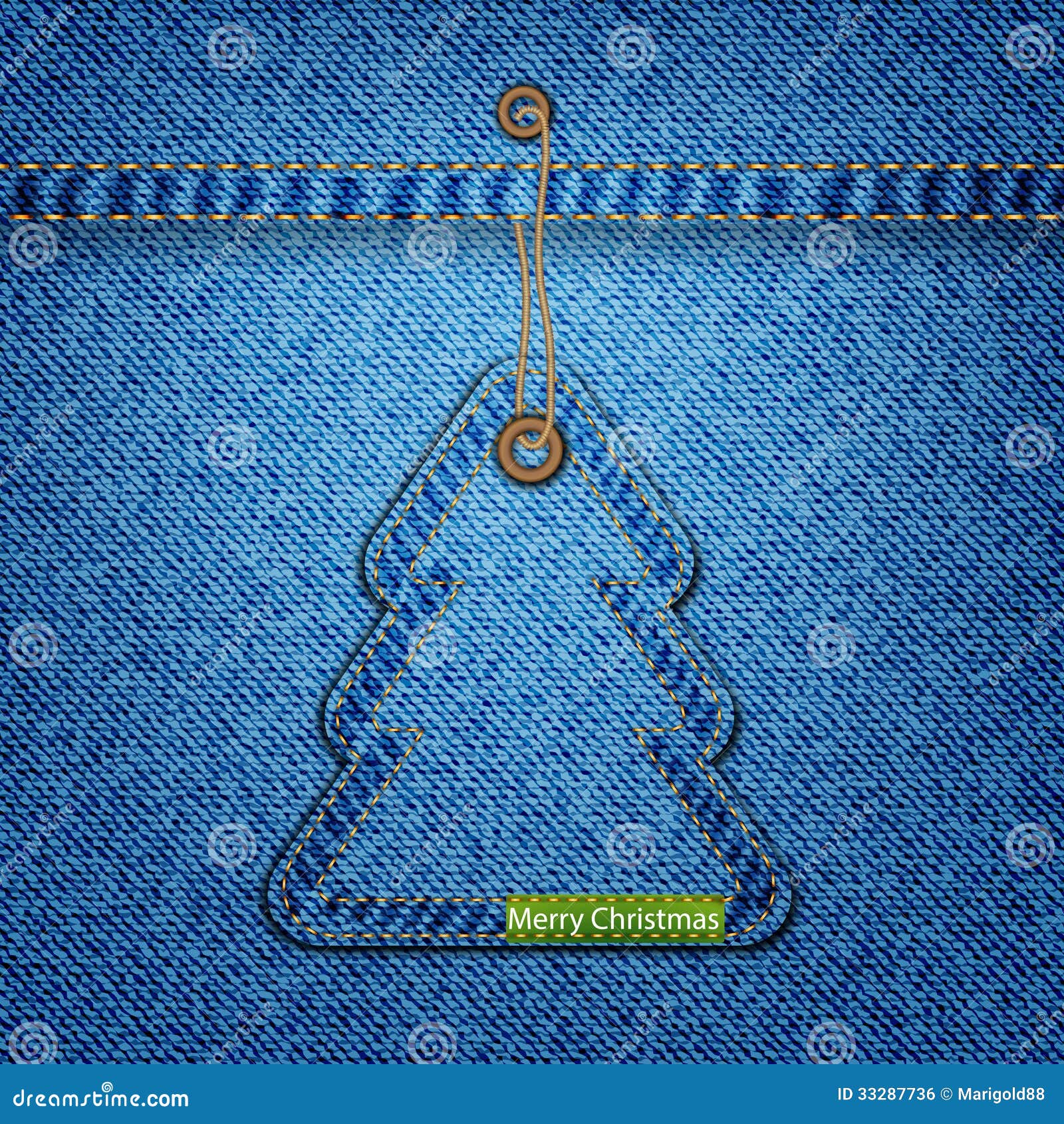 Christmas Tree on the Denim Texture Stock Vector - Illustration of blue ...