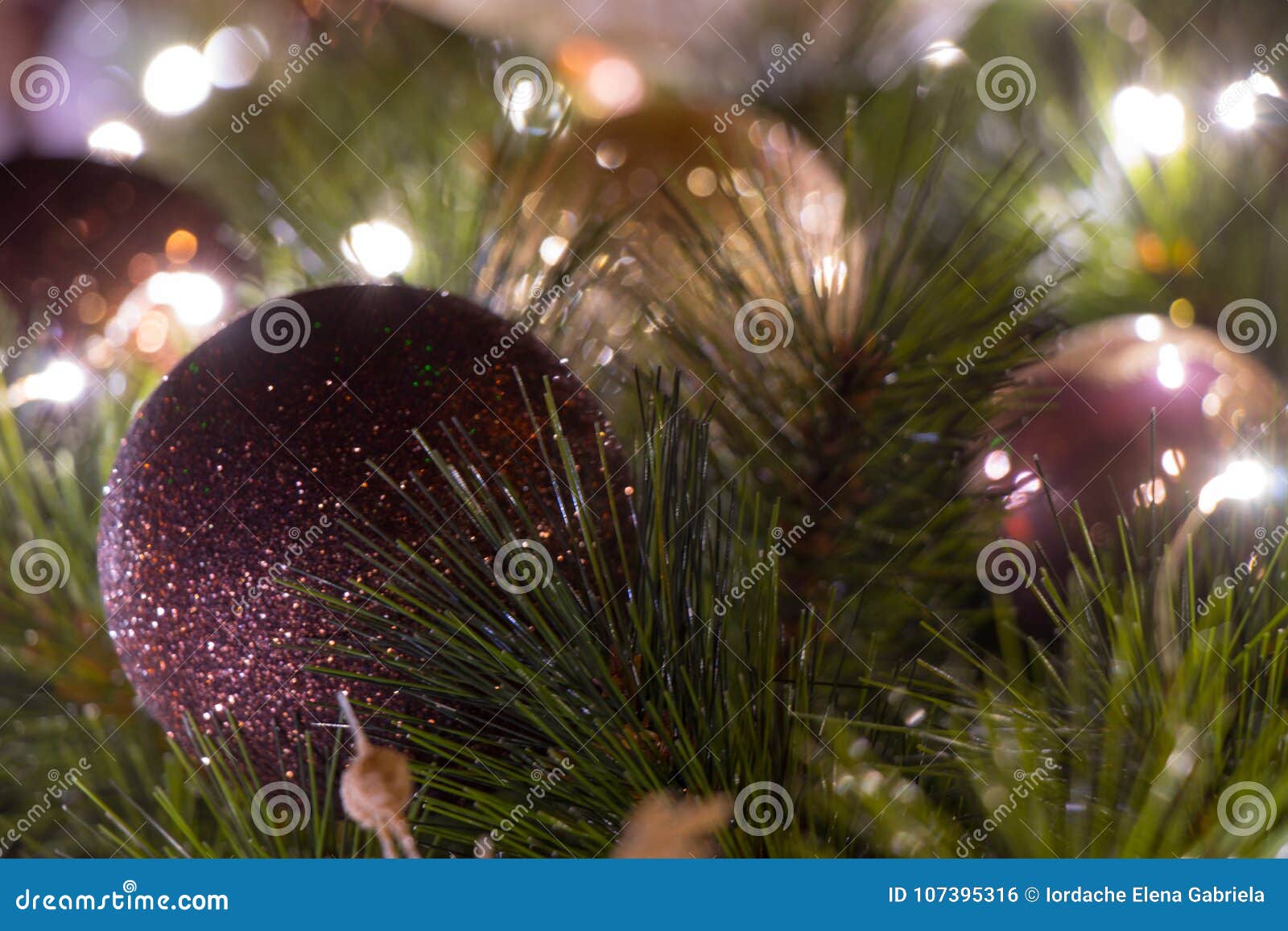 Christmas Tree Details Macro Stock Photo - Image of card, detail: 107395316