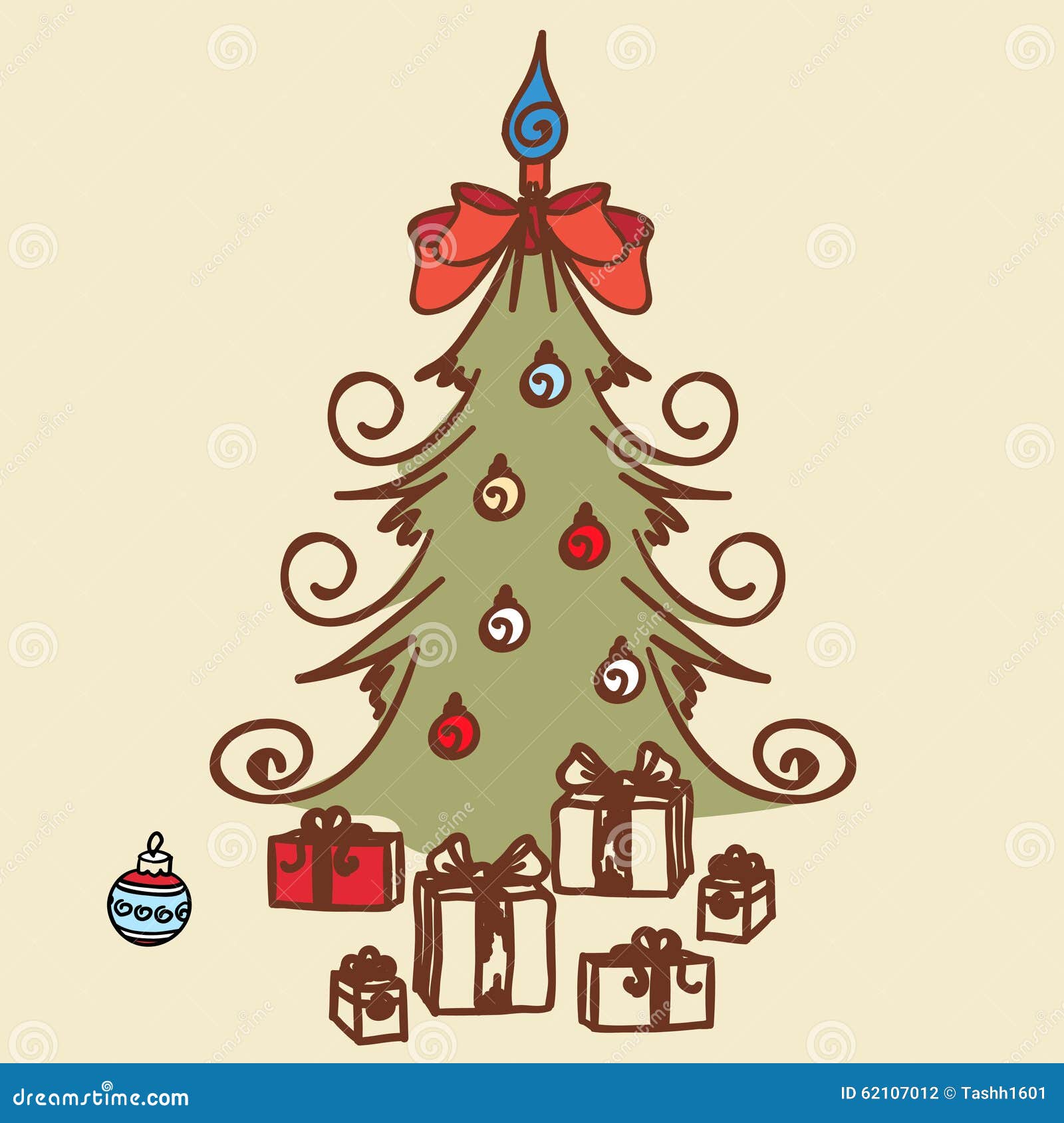 Christmas tree doodles stock vector. Illustration of illuminated - 62107012