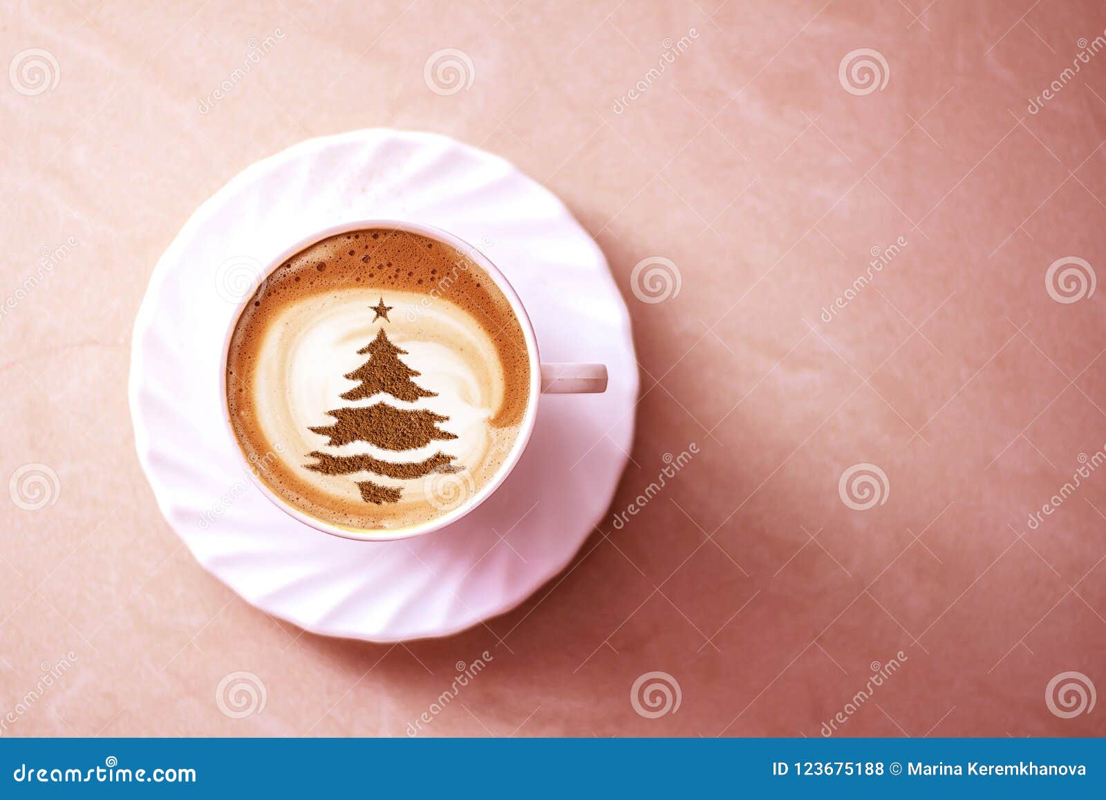 Coffee Cup with Christmas Tree Stock Photo - Image of beverage, closeup ...