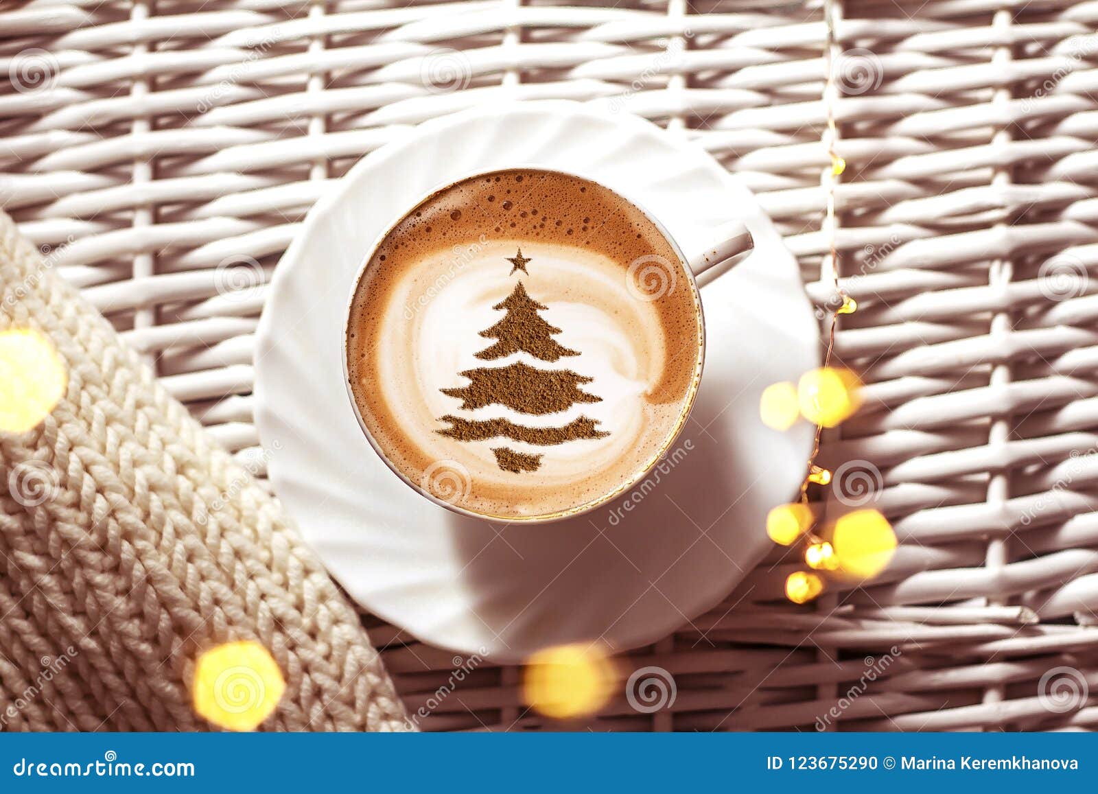Coffee Cup with Christmas Tree Stock Photo - Image of creative, milk ...