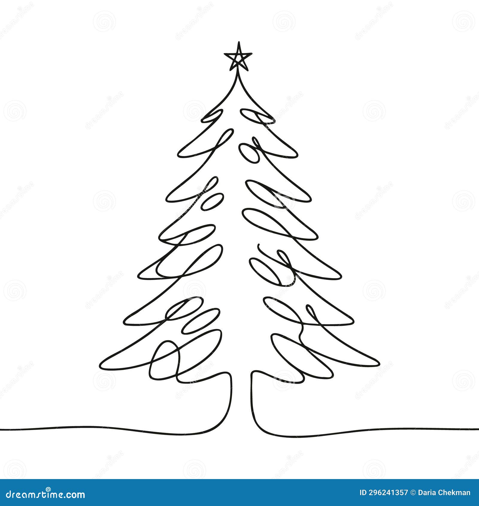Christmas Tree Drawn with One Line Isolated Stock Illustration ...