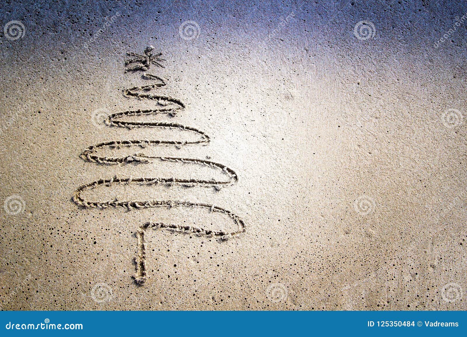 Christmas Tree Drawn in Sand at the Beach. Stock Photo - Image of ...