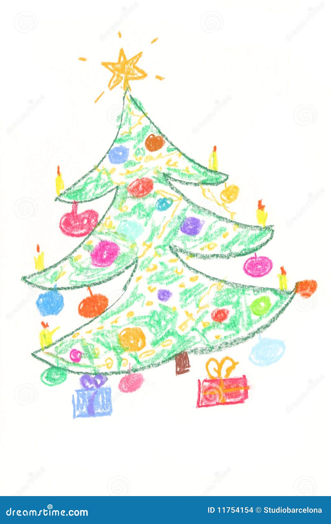 Christmas tree drawning stock illustration. Illustration of hang - 11754154