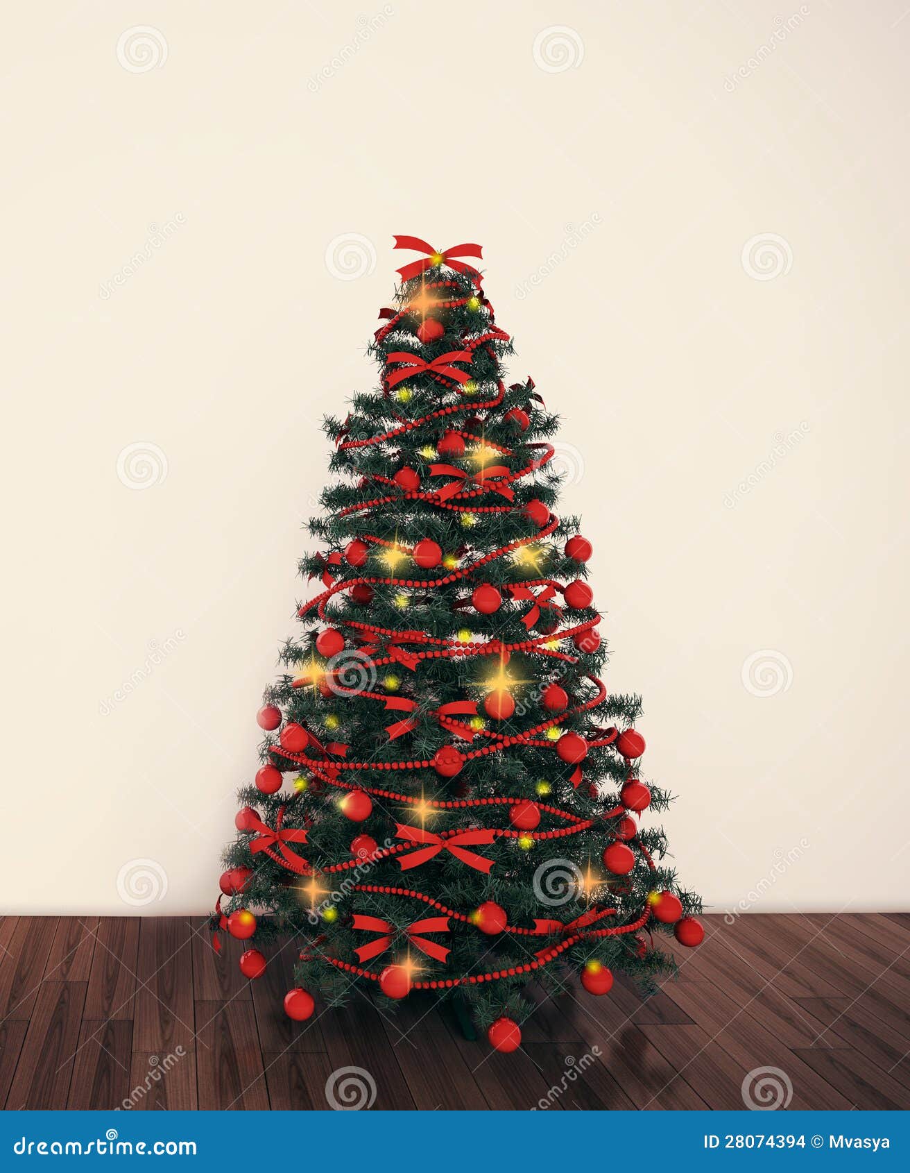 Christmas Tree in Empty Living Room Stock Illustration - Illustration ...
