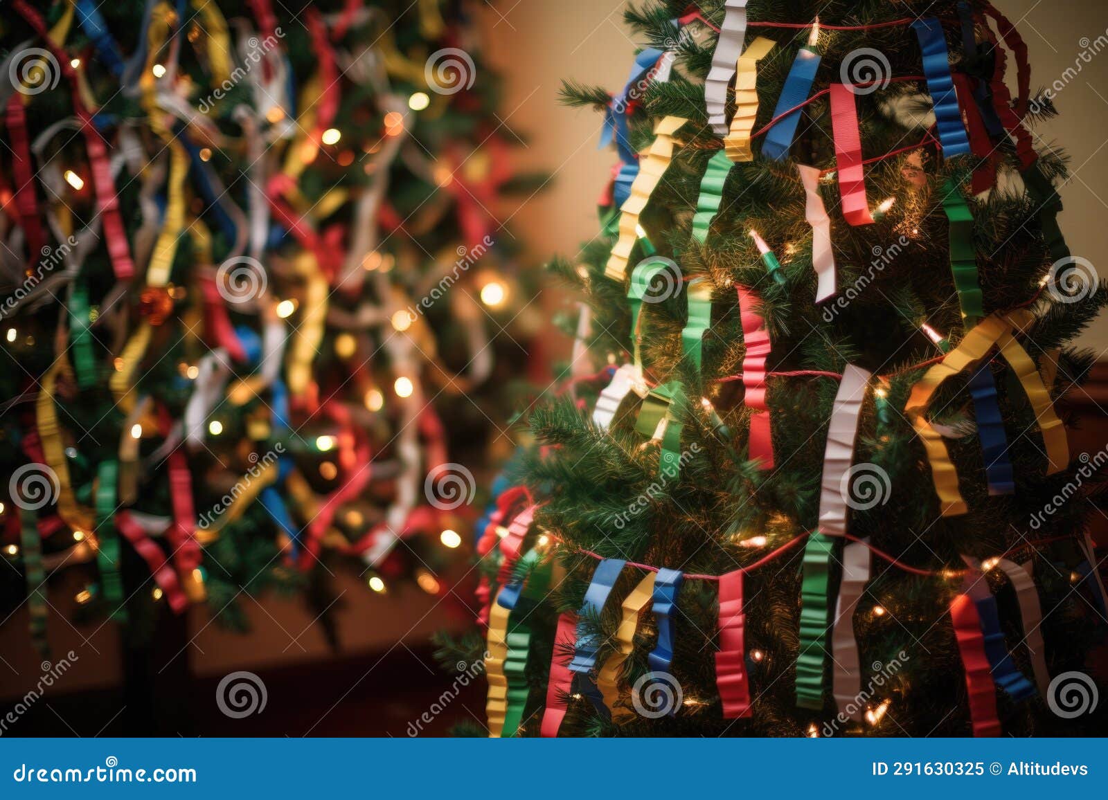 A Christmas Tree Featuring Old-fashioned Paper Chains Stock Image ...