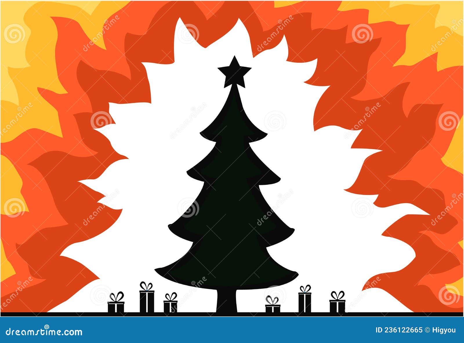 Christmas Tree Fire Surround Stock Vector - Illustration of winter ...