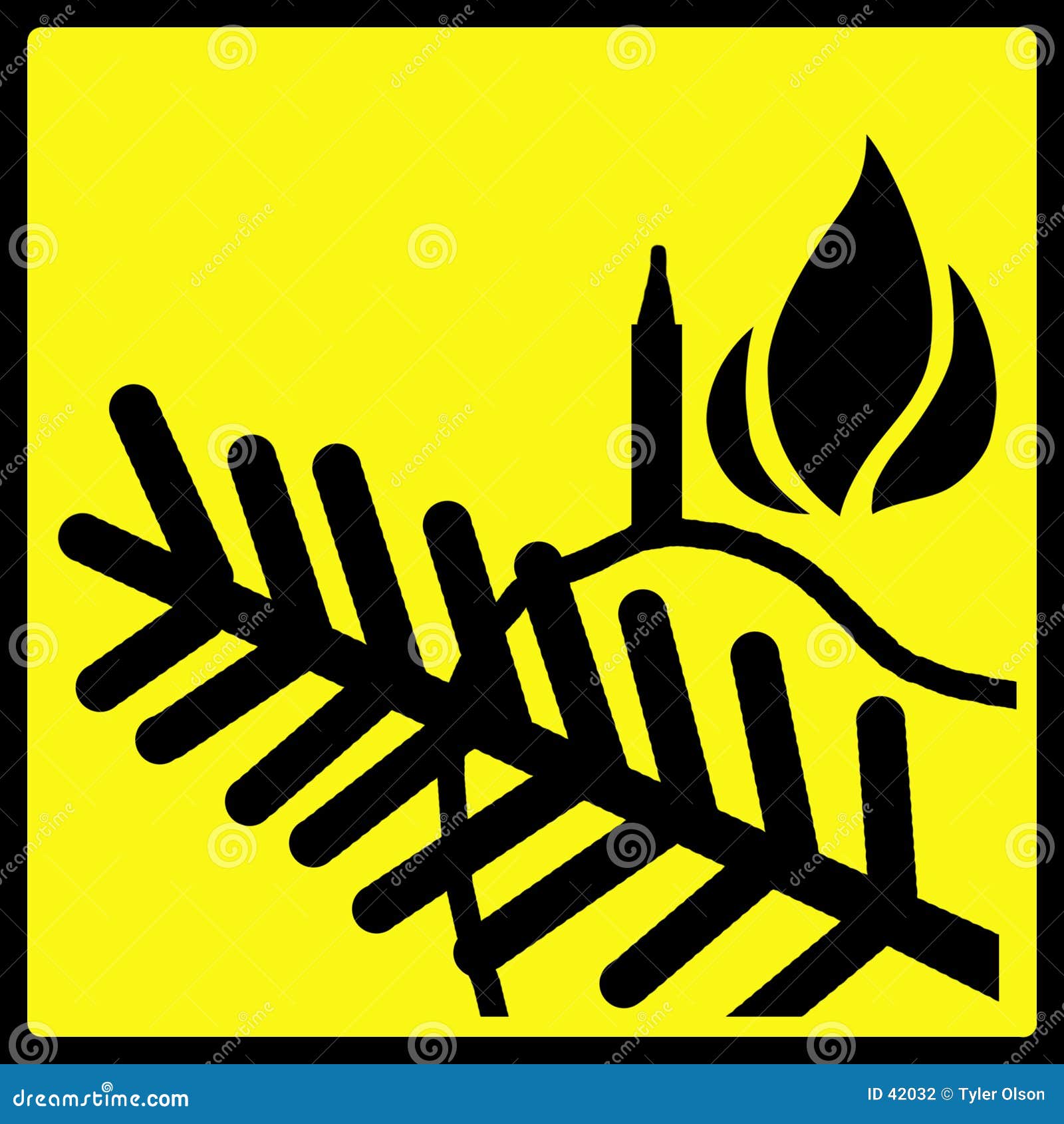 Christmas Tree Flame Warning Stock Illustration - Illustration of ...