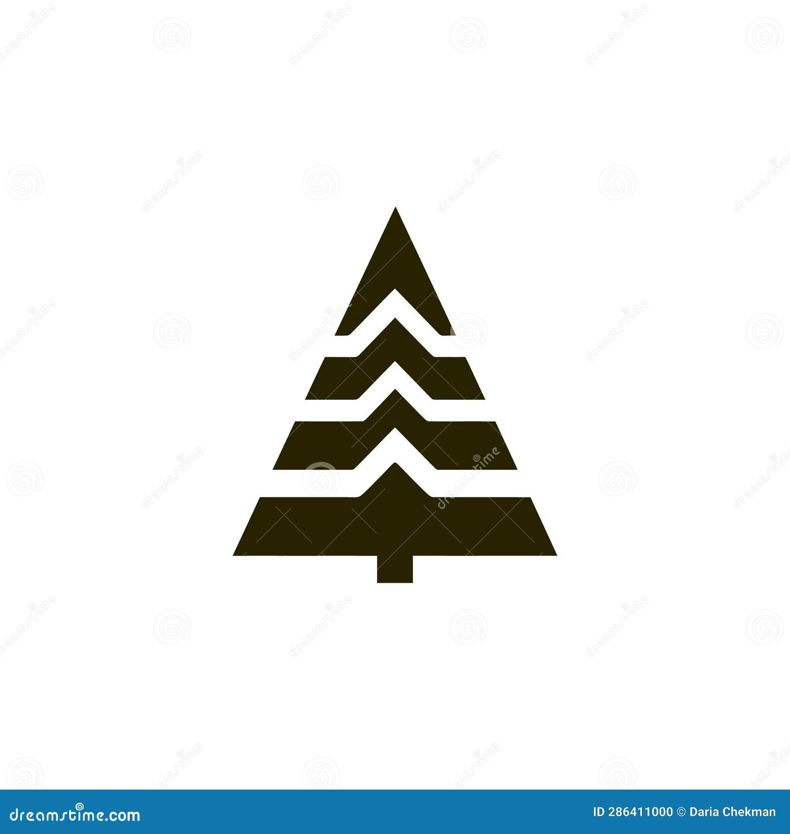 Christmas Tree Flat Black Icon Stock Illustration - Illustration of ...