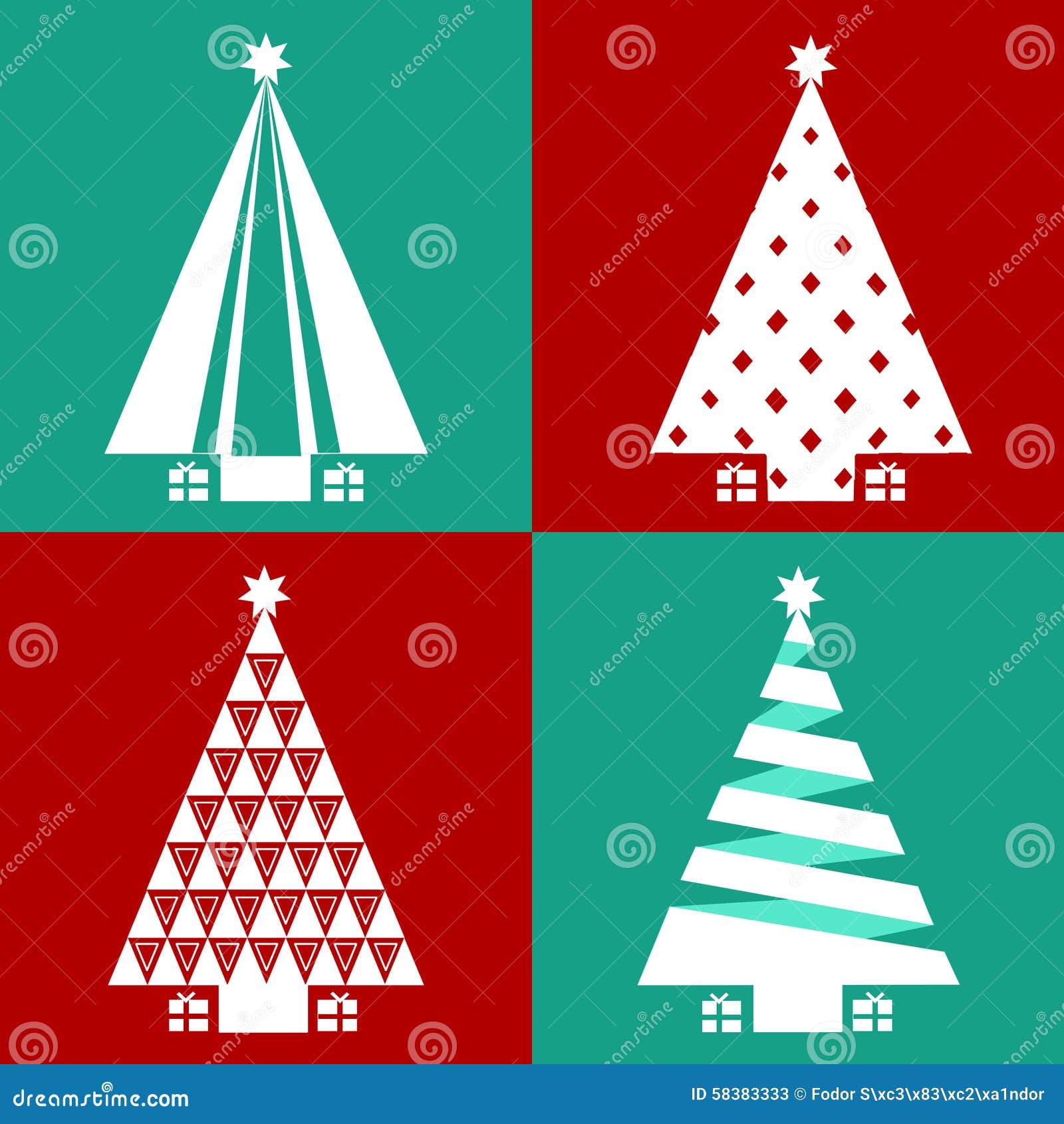 Christmas Tree Flat Design Set Stock Image - Illustration of decoration ...