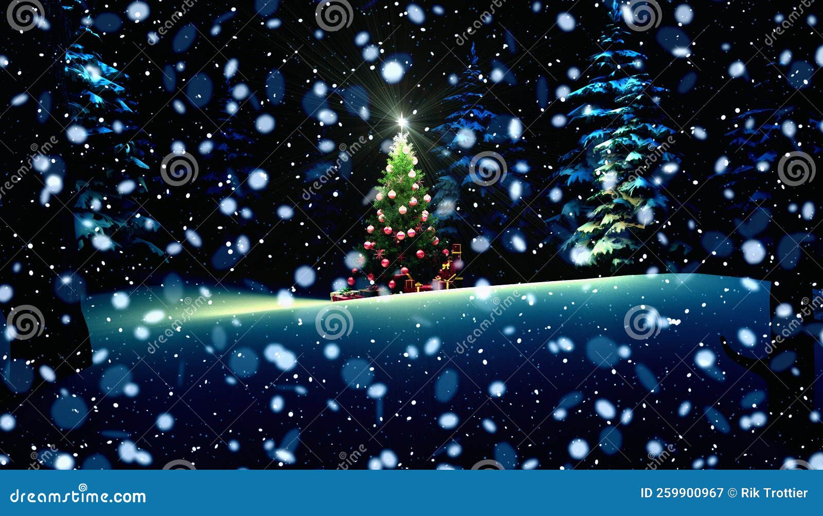 Christmas tree in forest stock illustration. Illustration of festive ...