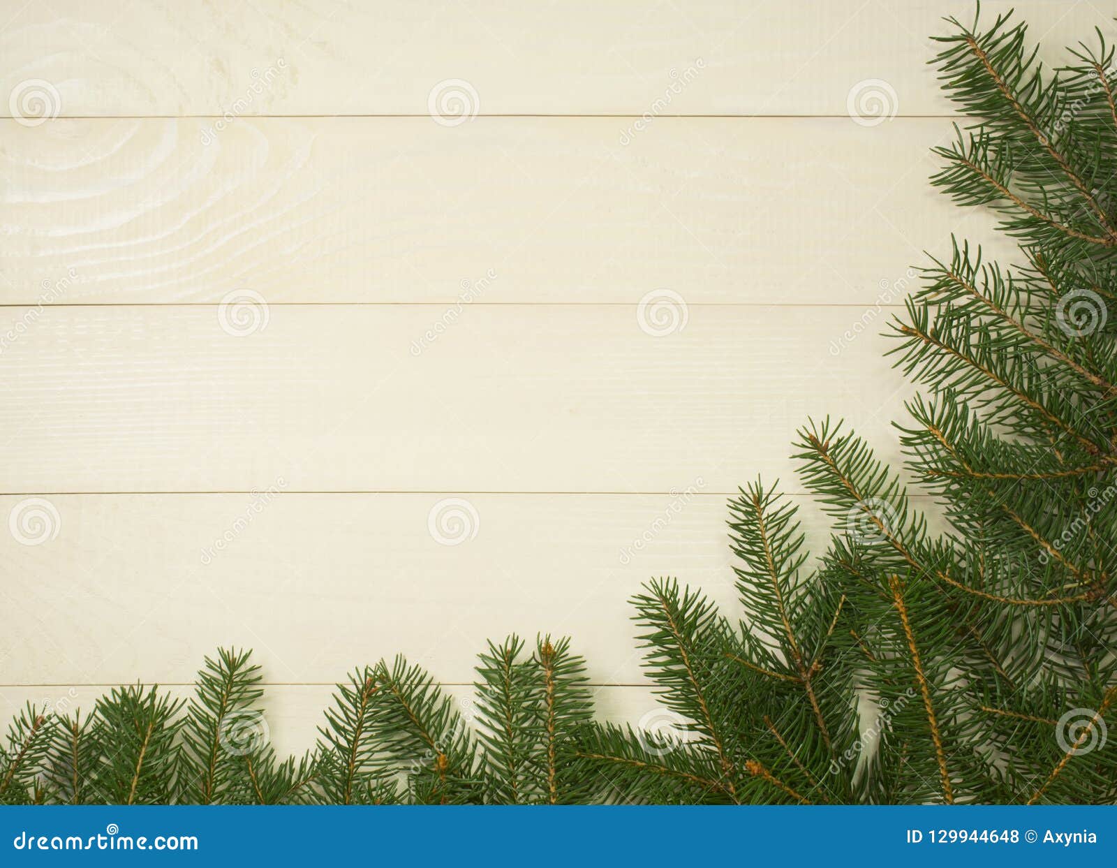 Christmas Tree Framework Branches on Wooden Background with Copy Space ...