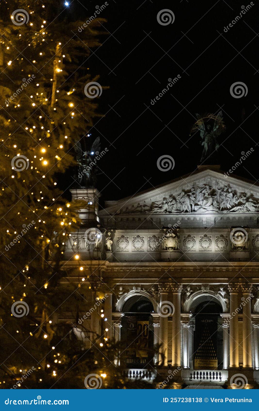 Christmas Tree in Front of Opera Building Stock Photo - Image of merry ...