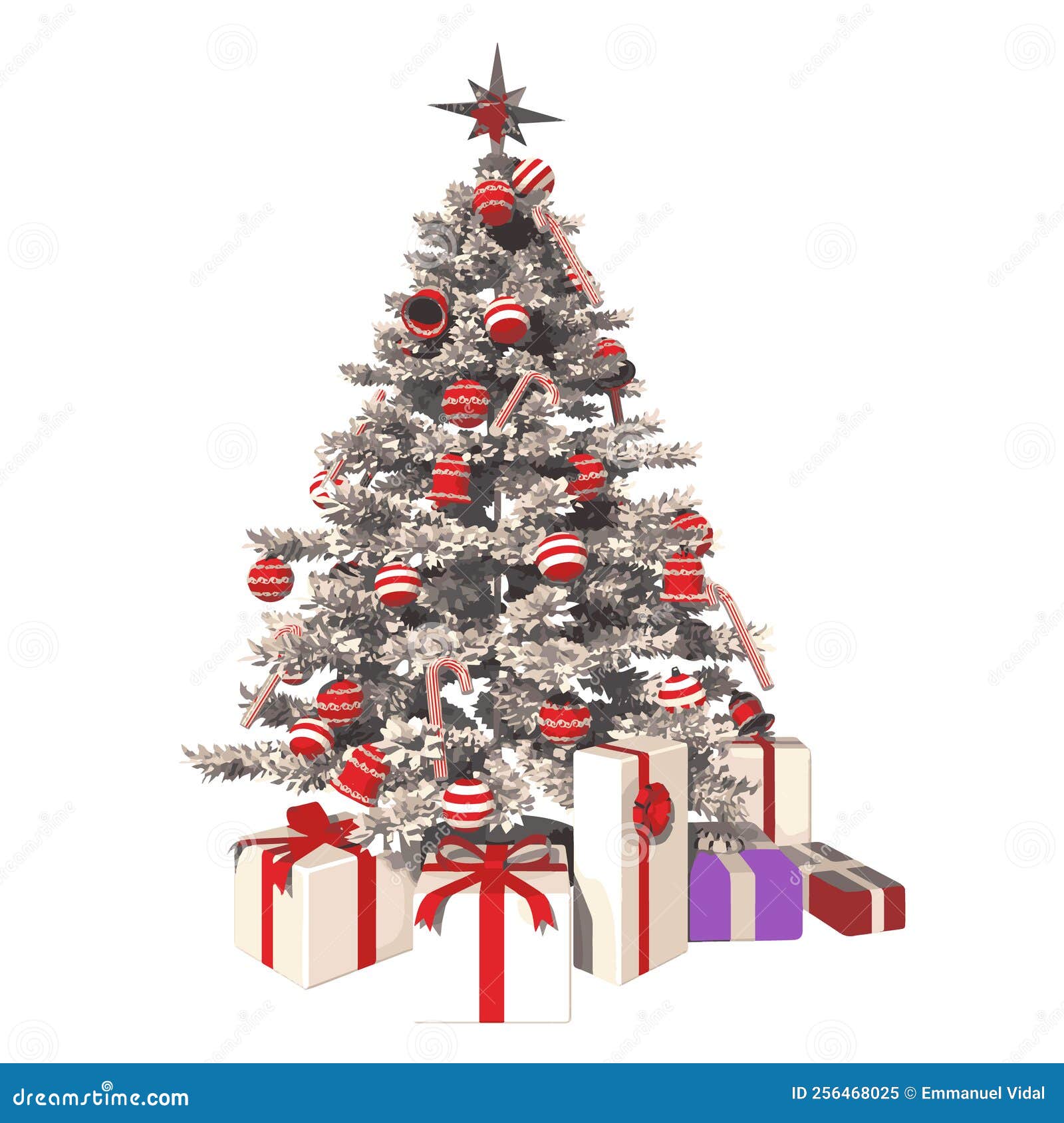 Christmas Tree 5- Front View Tree Illustration Vector Stock ...